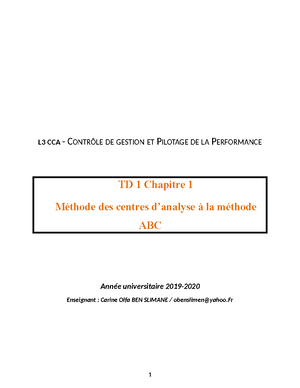 Exercices controle de gestion methode abc - Partie II = la méthode ABC ...
