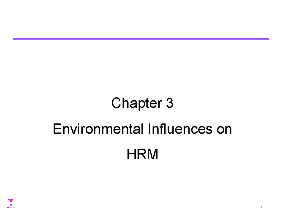 Chapter 3 - Environmental Factors Impacting HRM Strategies - Studocu