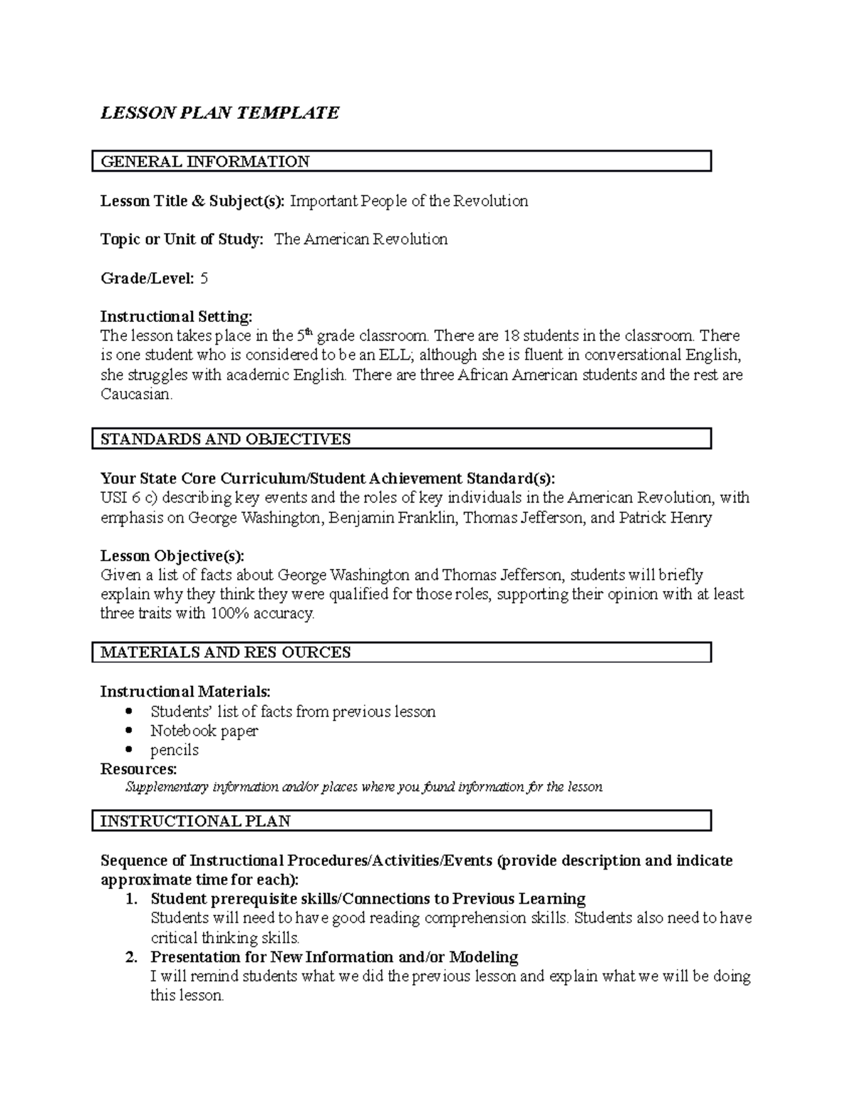 -Week 2 Day 3- LESSON PLAN TEMPLATE GENERAL INFORMATION Lesson Title ...