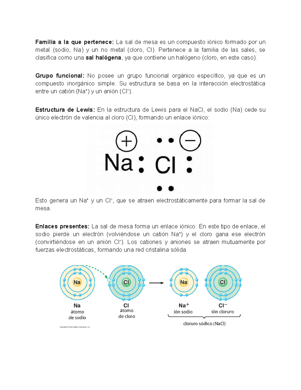 NaCl: Estructura y Propiedades del Cloruro de Sodio - Studocu