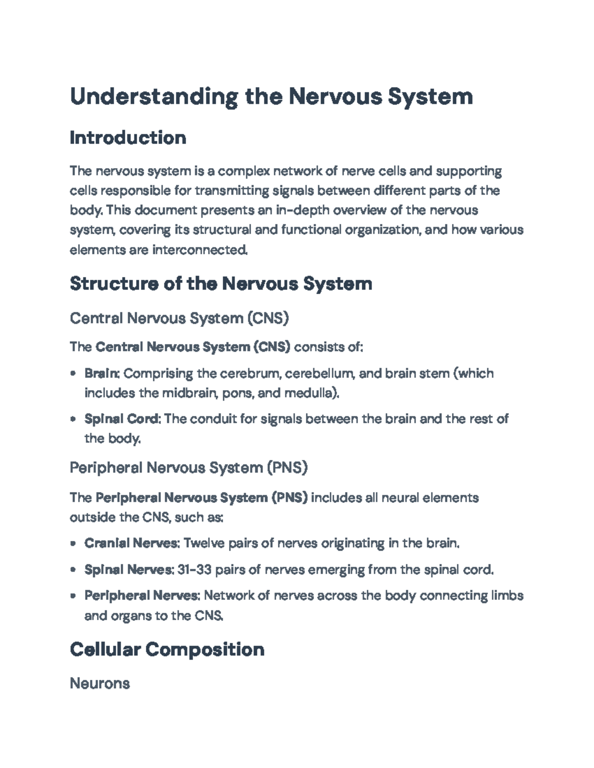 Understanding the Structure and Function of the Nervous System ...