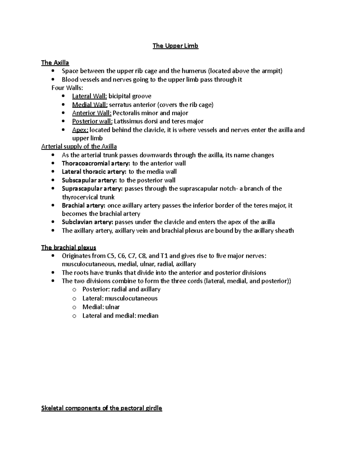 Upper Limb Exam Review: Anatomy and Anatomy of the Axilla (ANAT 101 ...