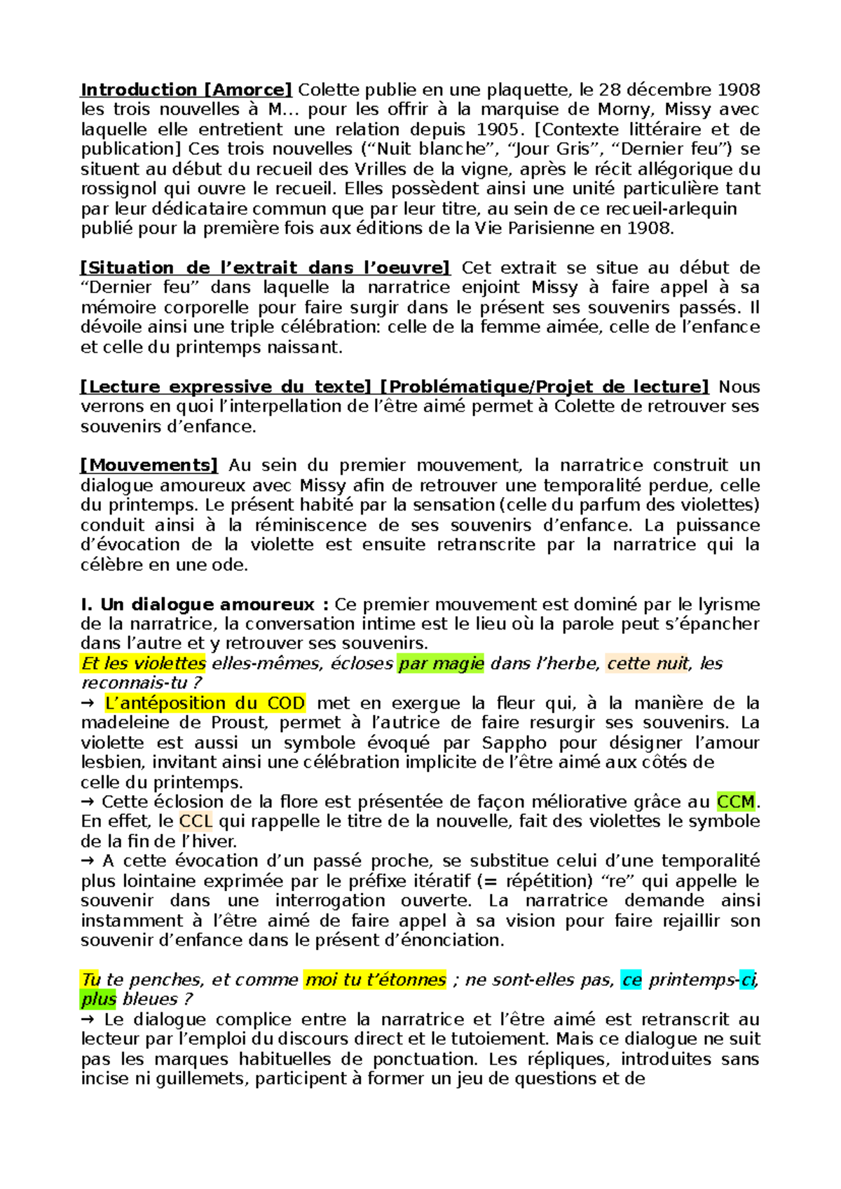 Les Violettes Colette - Introduction [Amorce] Colette publie en une ...