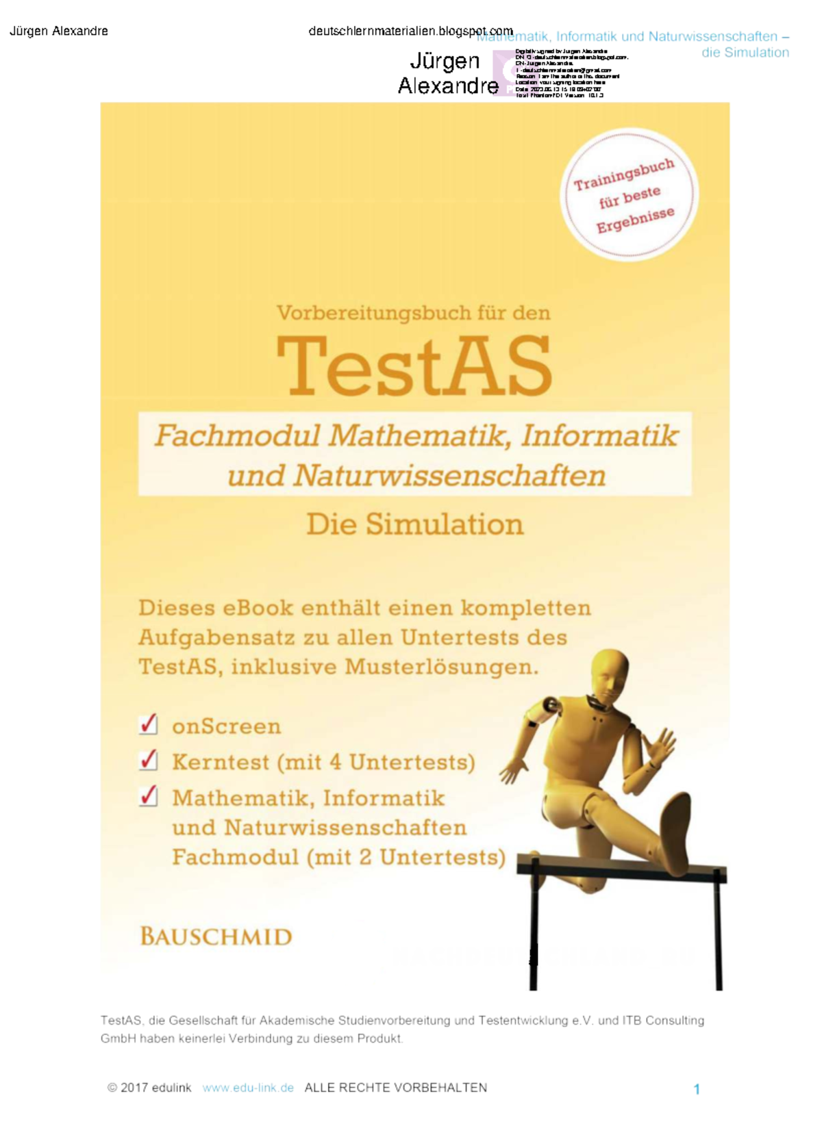 Vorbereitungsbuch für den Test AS - Fachmodul MINT Simulation 2017 ...