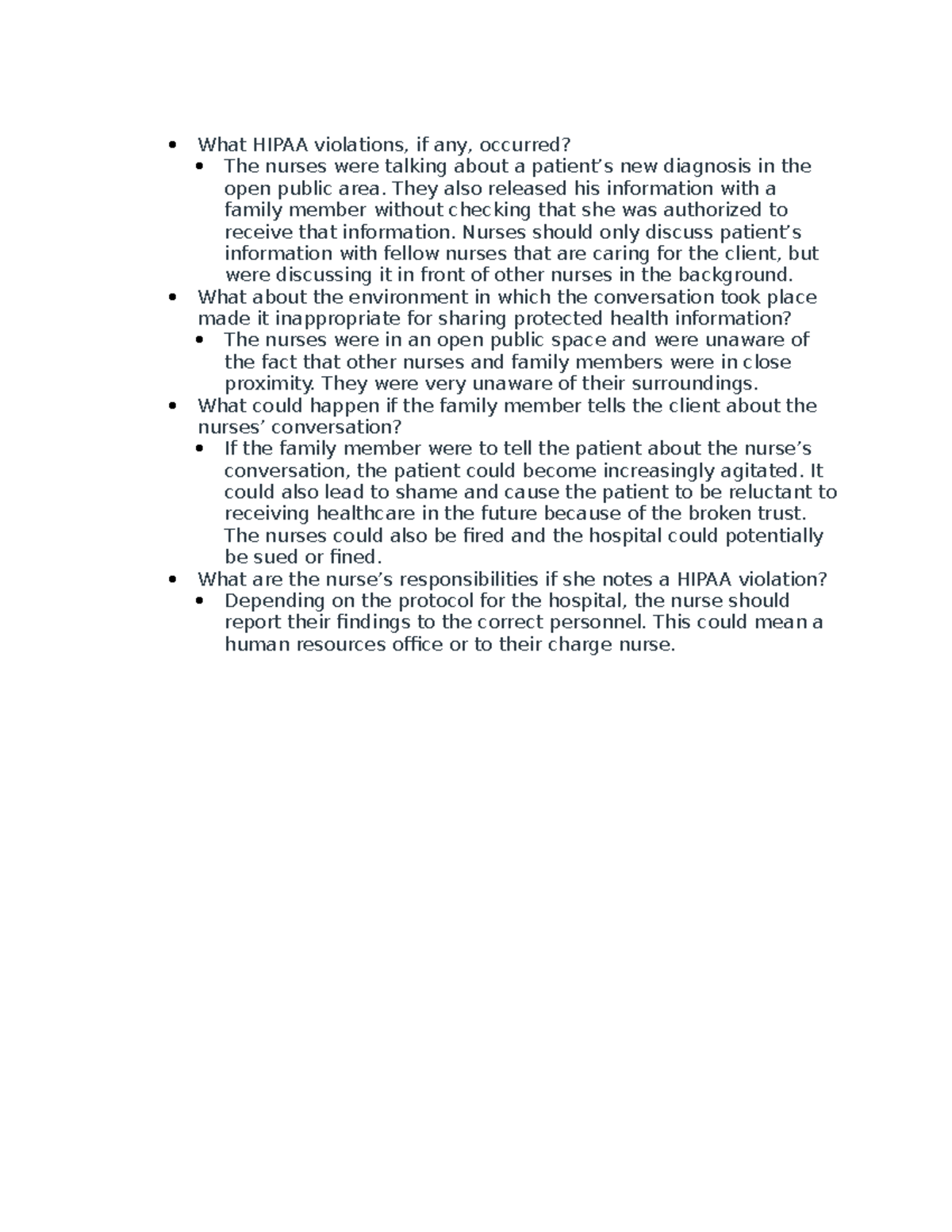 Mod 4 HIPAA Violations Discussion Post Analysis - Studocu