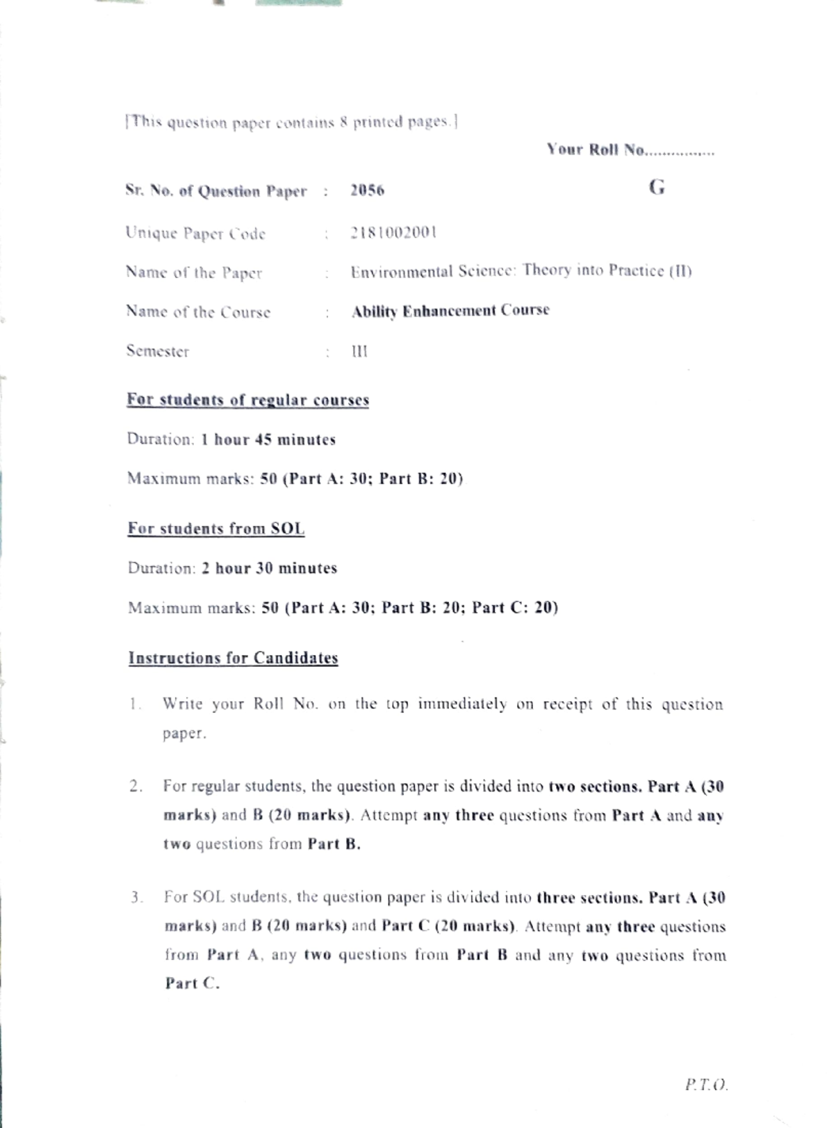 742939904 EVS Previous Year Question Paper – Environmental Science ...