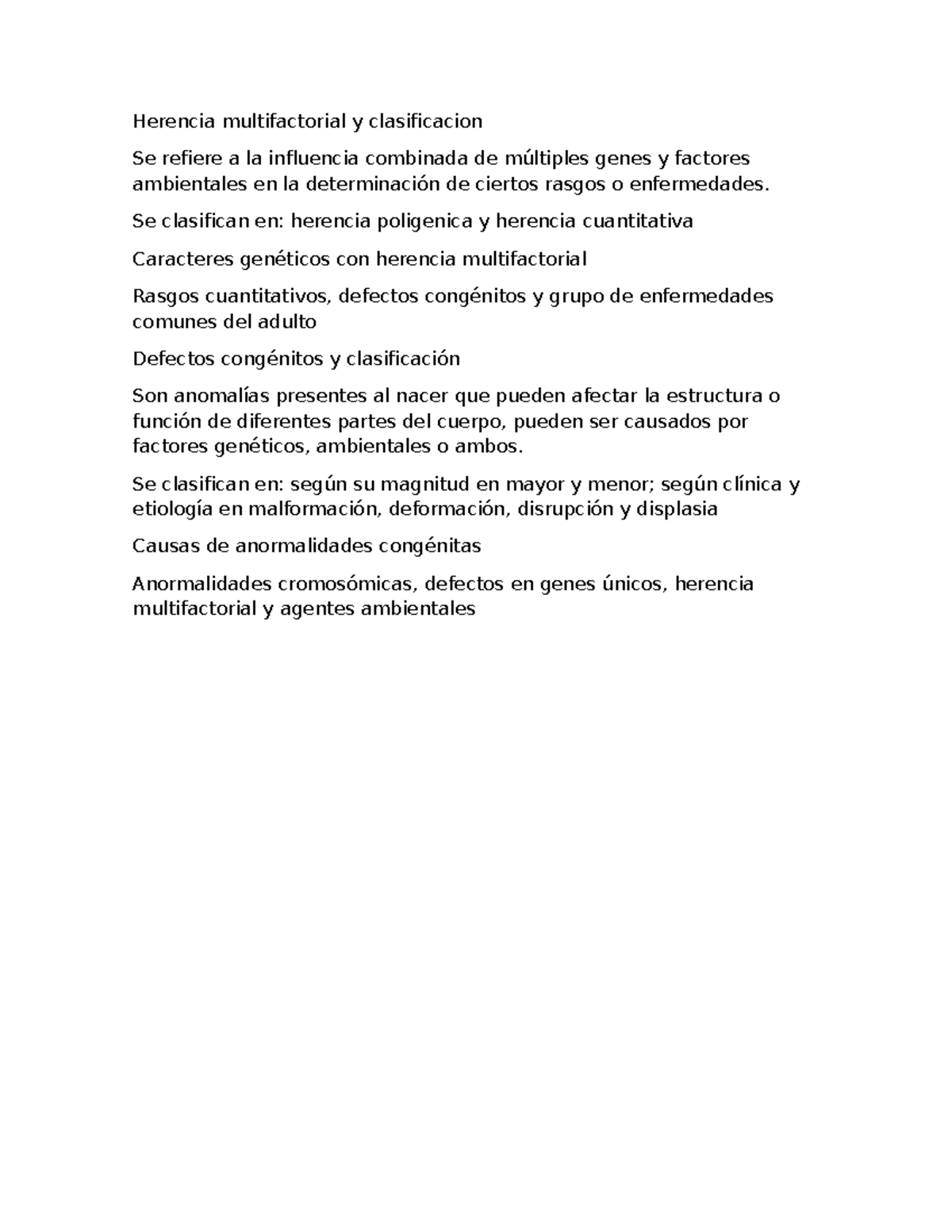 Herencia Multifactorial: Clasificación y Causas de Anomalías Congénitas ...