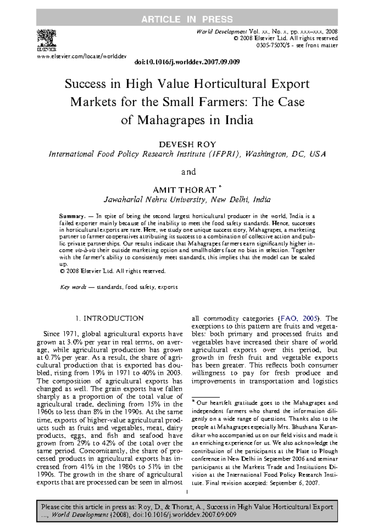 Success in High-Value Horticultural Exports: The Mahagrapes Case Study ...