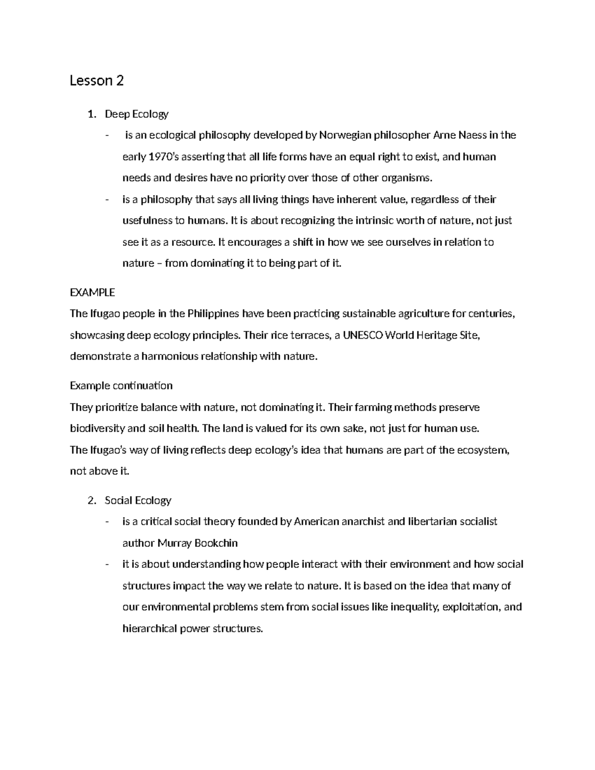 Philosophy Lesson 2 & 3: Deep Ecology, Social Ecology, Ecofeminism ...