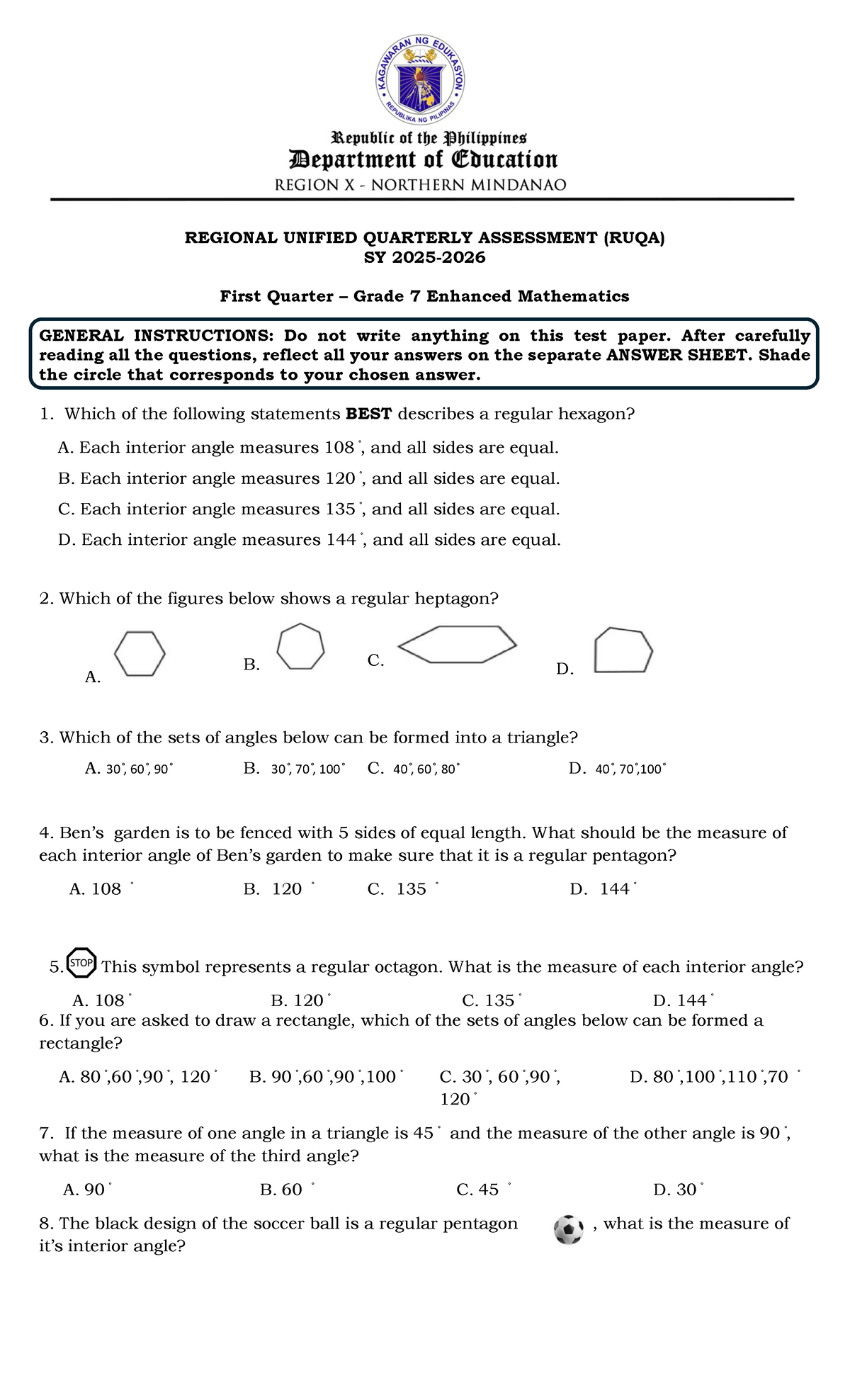 Enhanced MATH 7 Q1 RUQA 1-50 SY 2025-2026 - Studocu