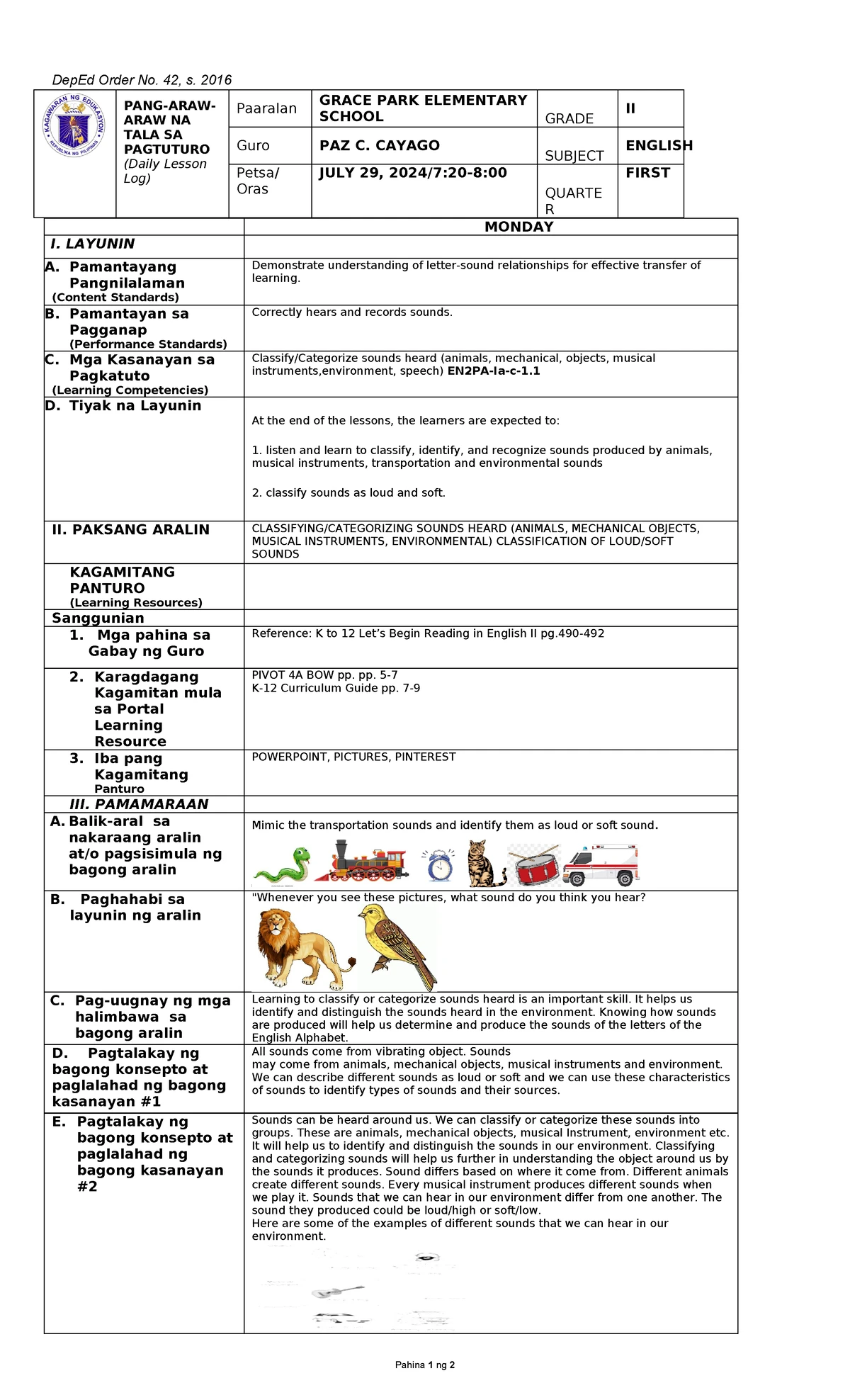 MATH 2 Q1 W1 Lesson Plan: Understanding Whole Numbers and Place Value ...