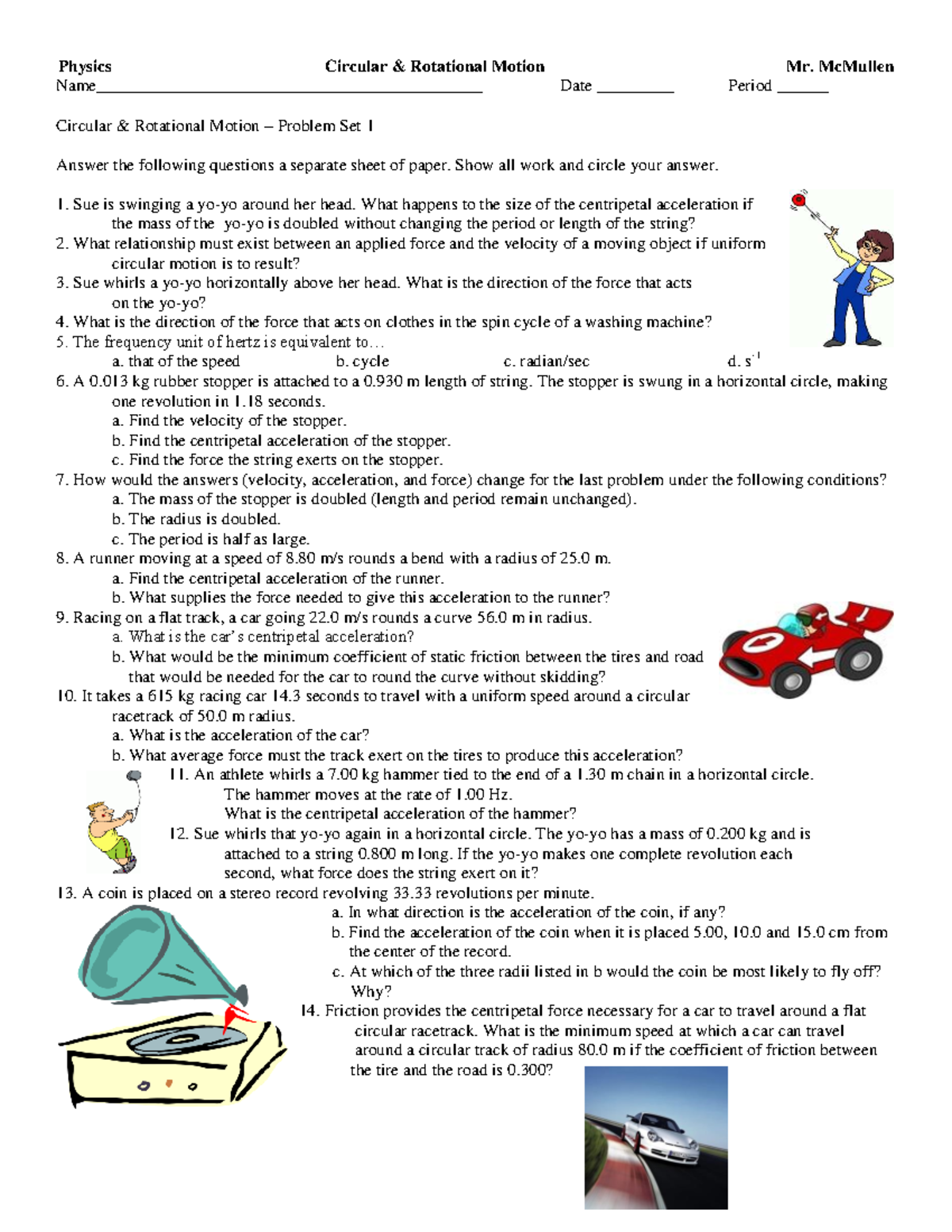 Physics 101: Circular Motion Problem Set 1 Answers - Studocu