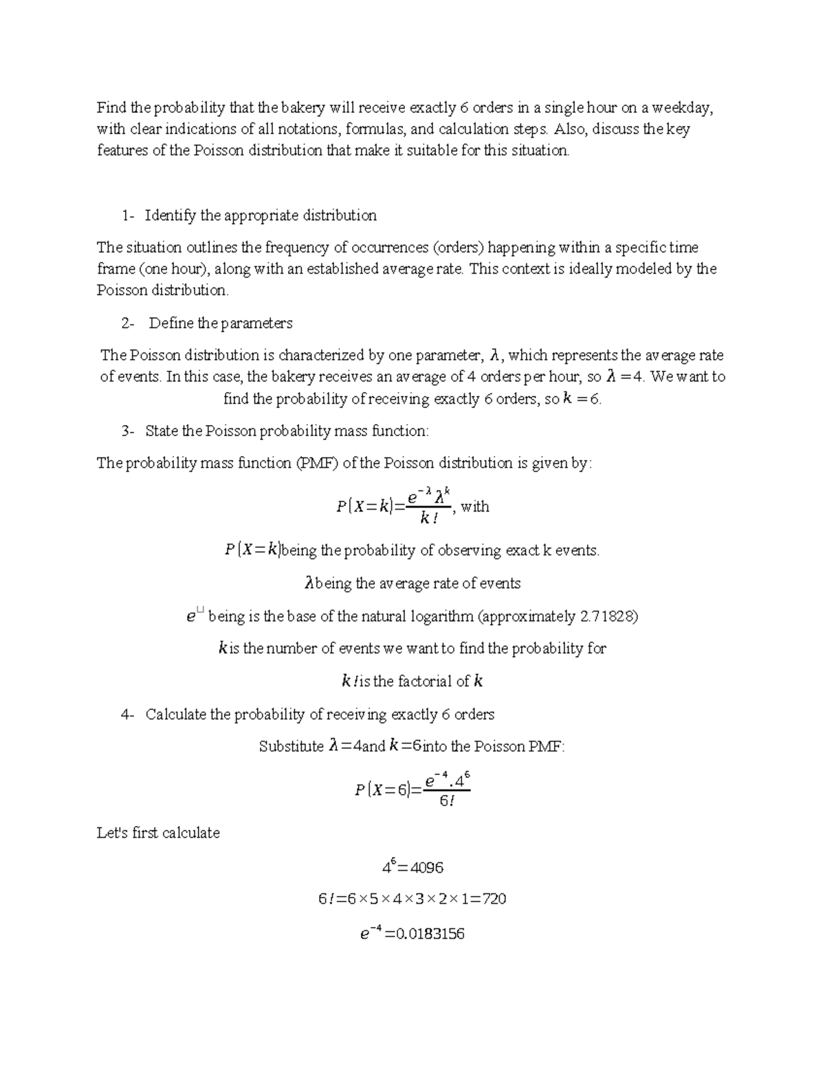 Math 1280 Unit 5: Poisson Distribution & Order Probability Analysis ...