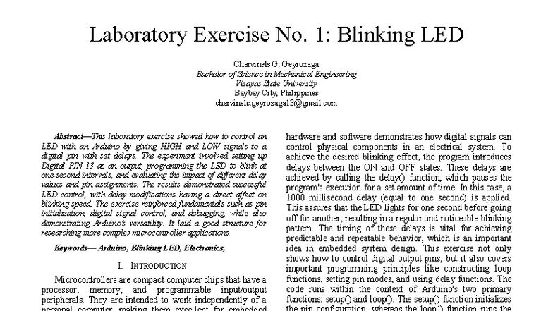 MEng 125n Laboratory Exercise 1: Controlling a Blinking LED with ...