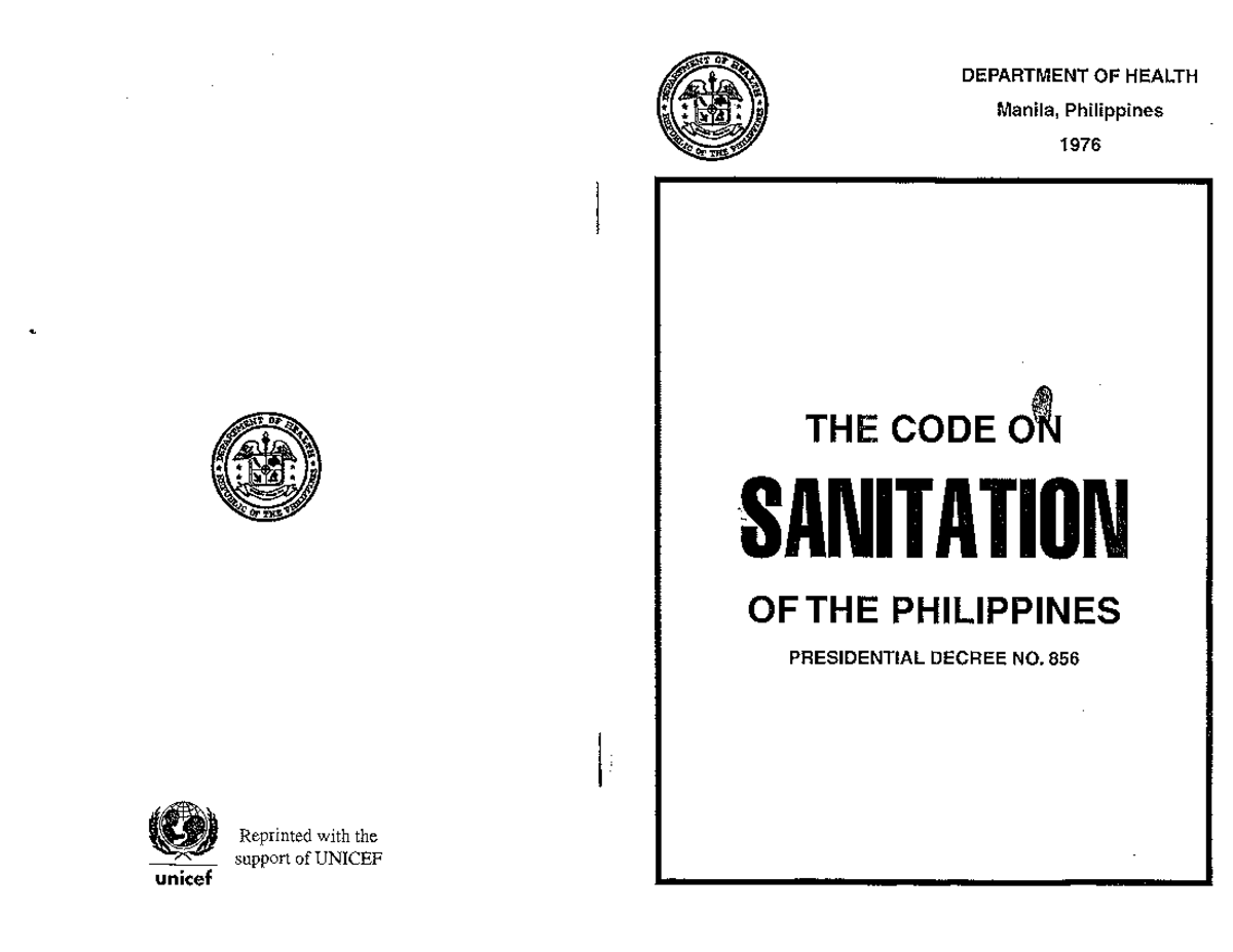 **Title: PD 856 - The Comprehensive Code on Sanitation in the ...