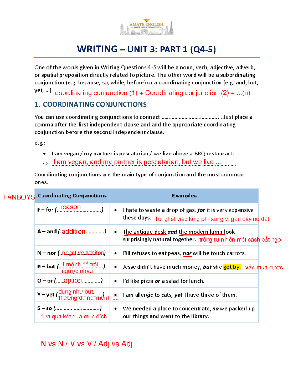Writing Unit 3: Conjunctions and Phrasal Verbs Guide - Studocu