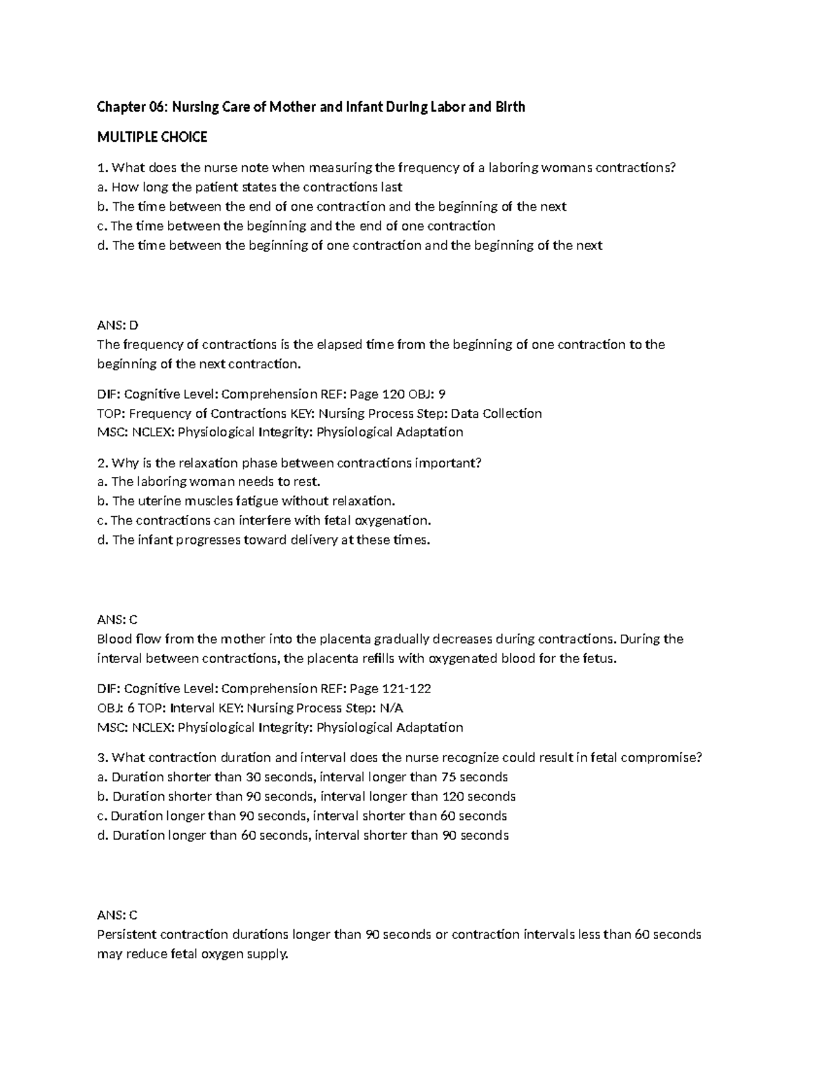 Nursing Care of Mother and Infant During Labor and Birth - Ch. 6 TB ...