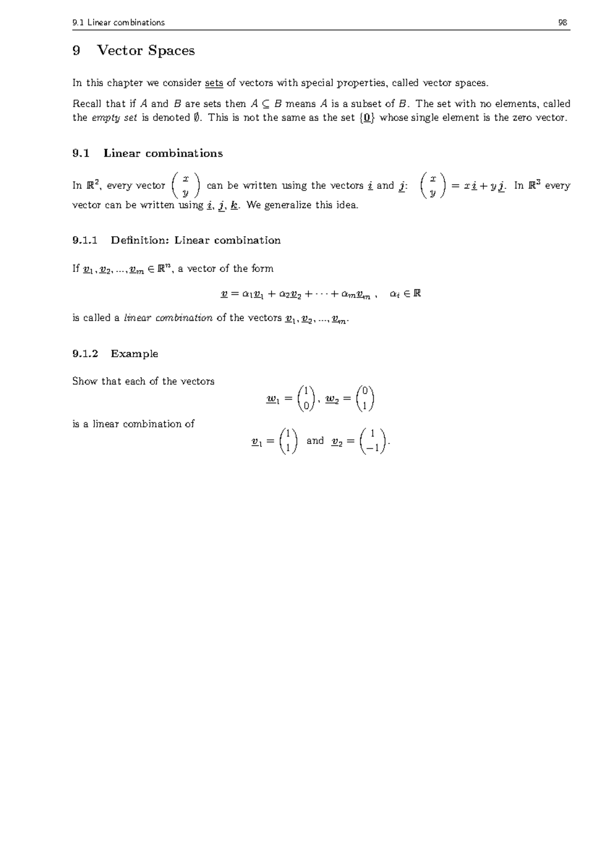 Solutions 09 Linear Combinations - 9 Linear combinations 98 9 Vector ...