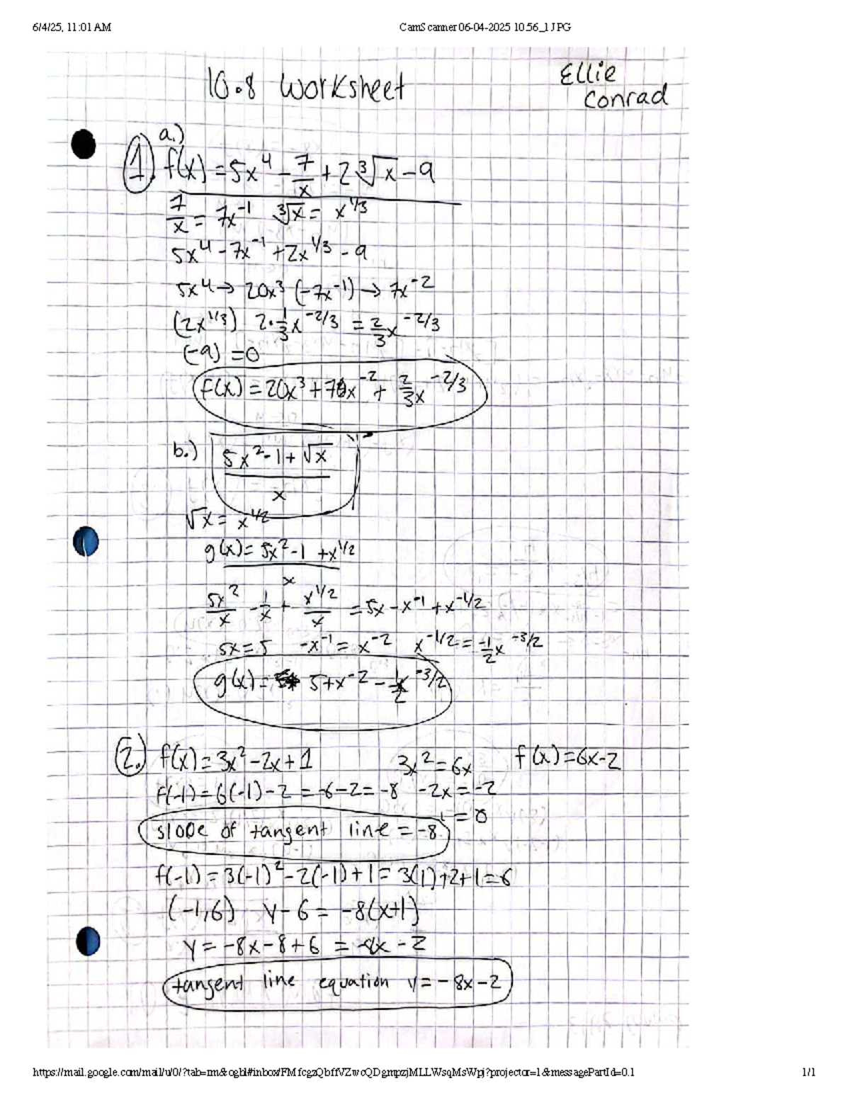 Worksheet 10 for MAT 2160: Functions and Tangent Lines - Studocu