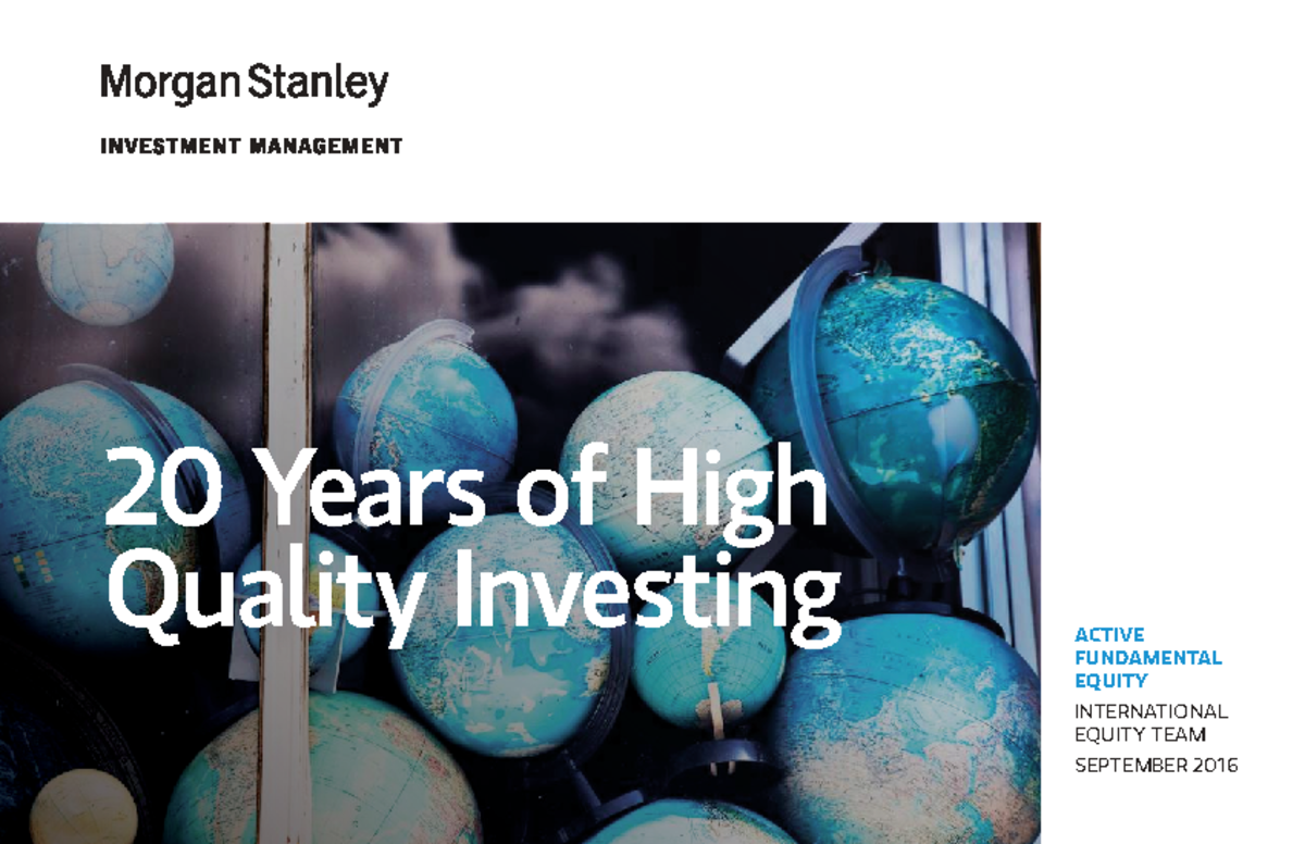 Lessons Learnt in 20 Years of Quality Investing - 20 Years of High ...
