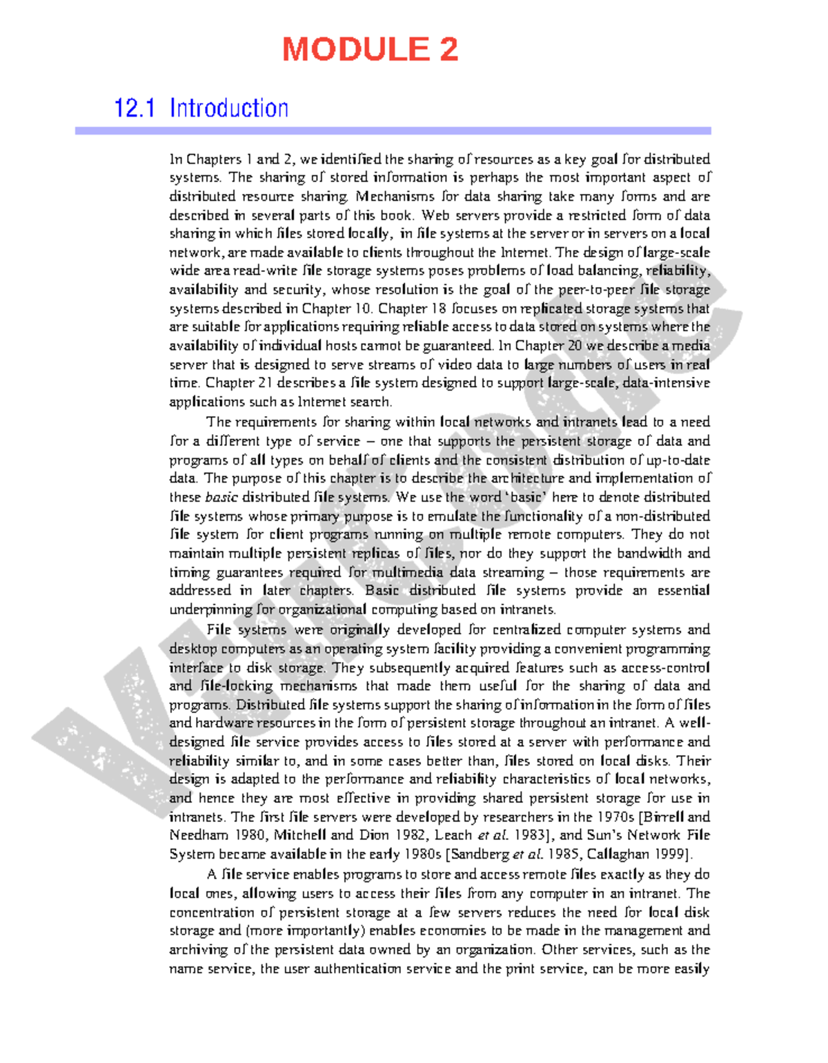 BCS515D Module 2 Chapter 12: Overview of Distributed File Systems - Studocu