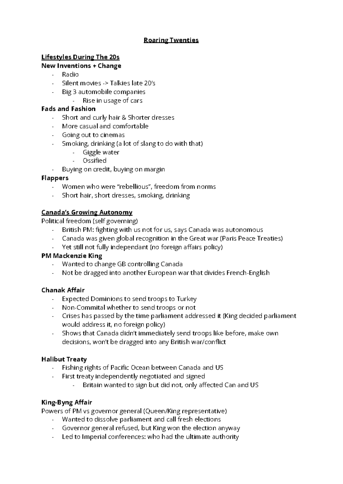 Twenties and Thirties Test Study Guide - Roaring Twenties Lifestyles ...