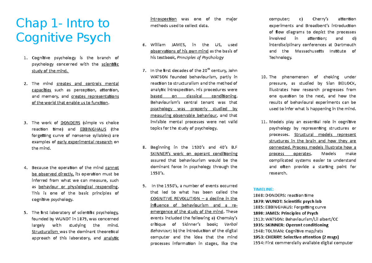 Cognitive Psychology Research Examples