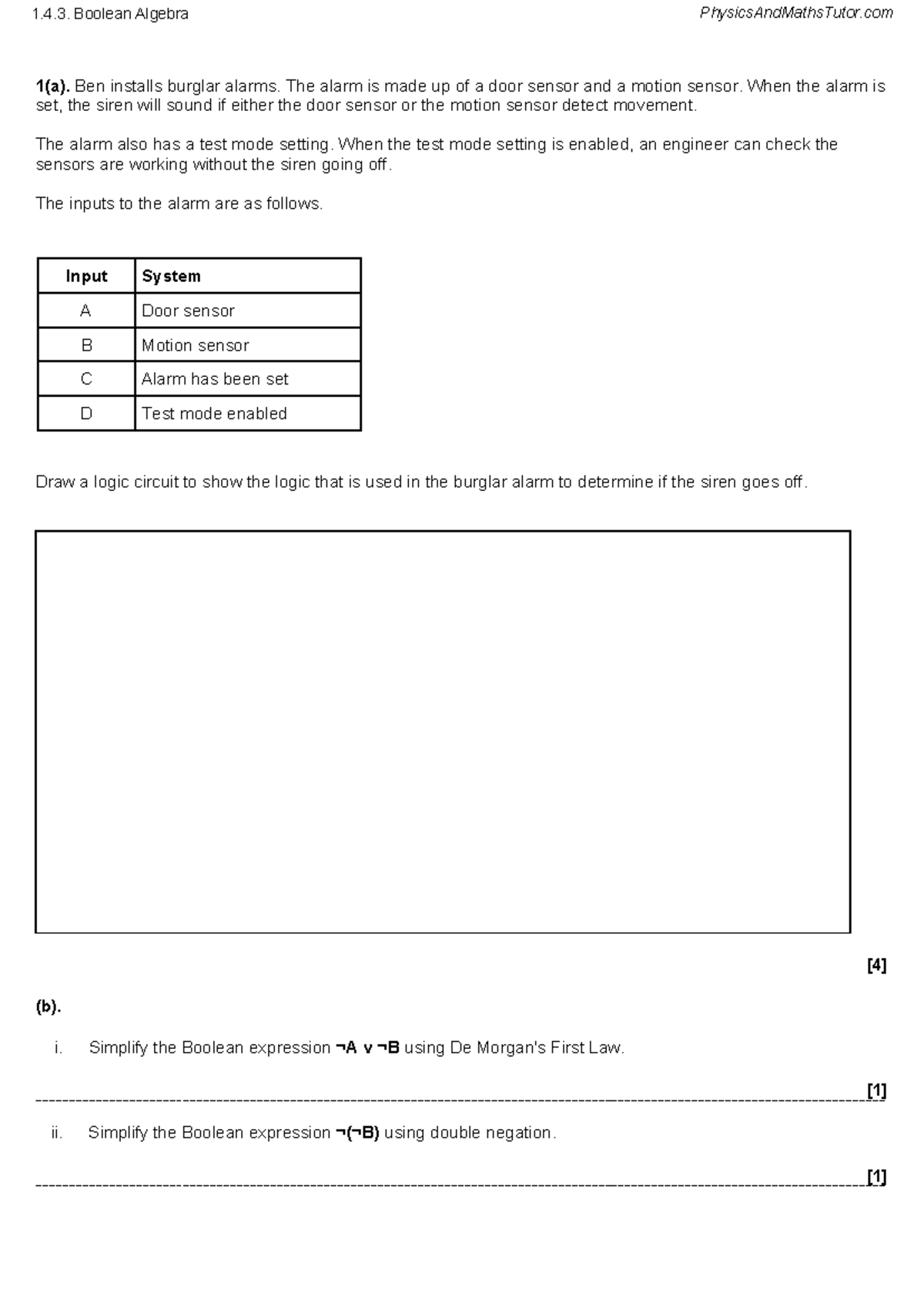 1.4.3. Boolean Algebra Question Paper - Studocu