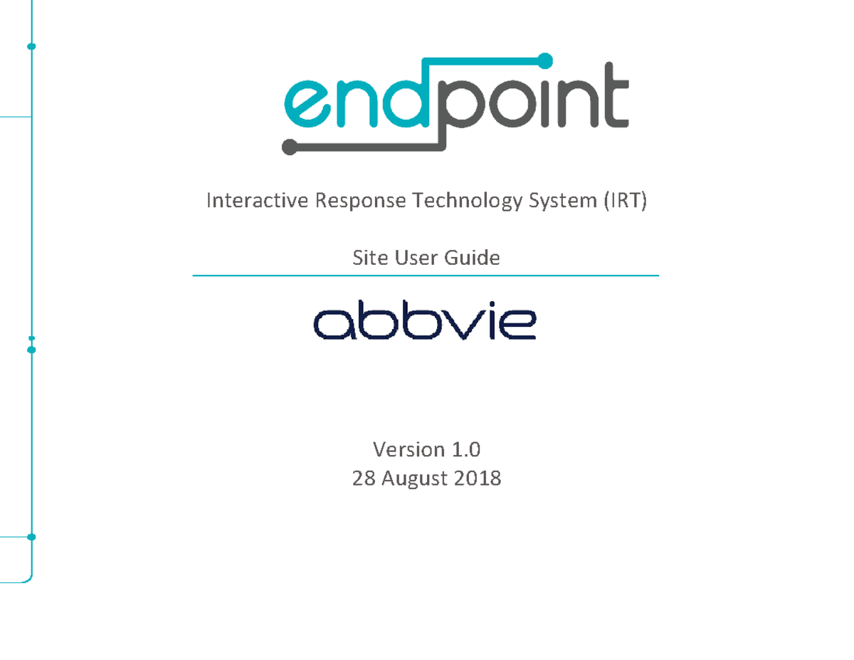 Endpoint IRT System User Guide: Interactions & Features Overview - Studocu