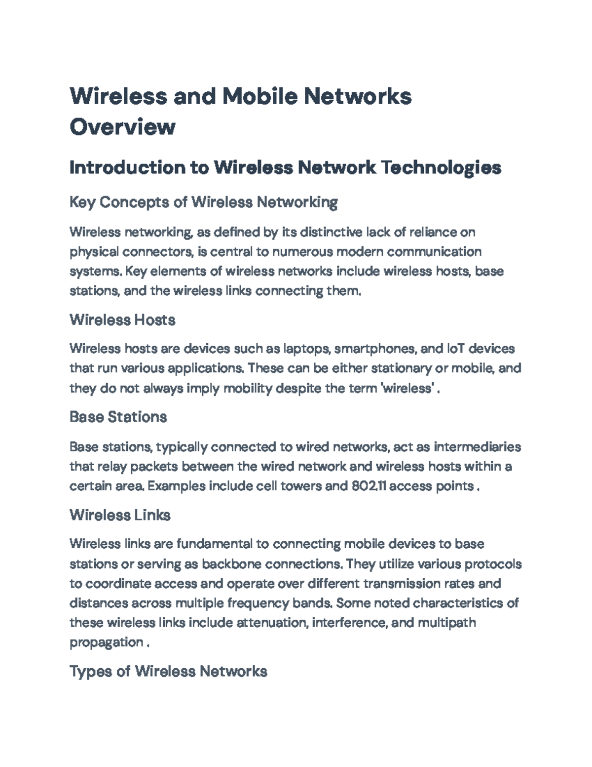 Wireless and Mobile Networks Overview: Key Concepts and Protocols ...