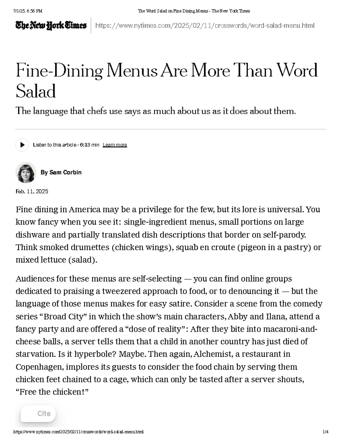 Fine-Dining Menus: The Art and Irony of Culinary Language - Studocu
