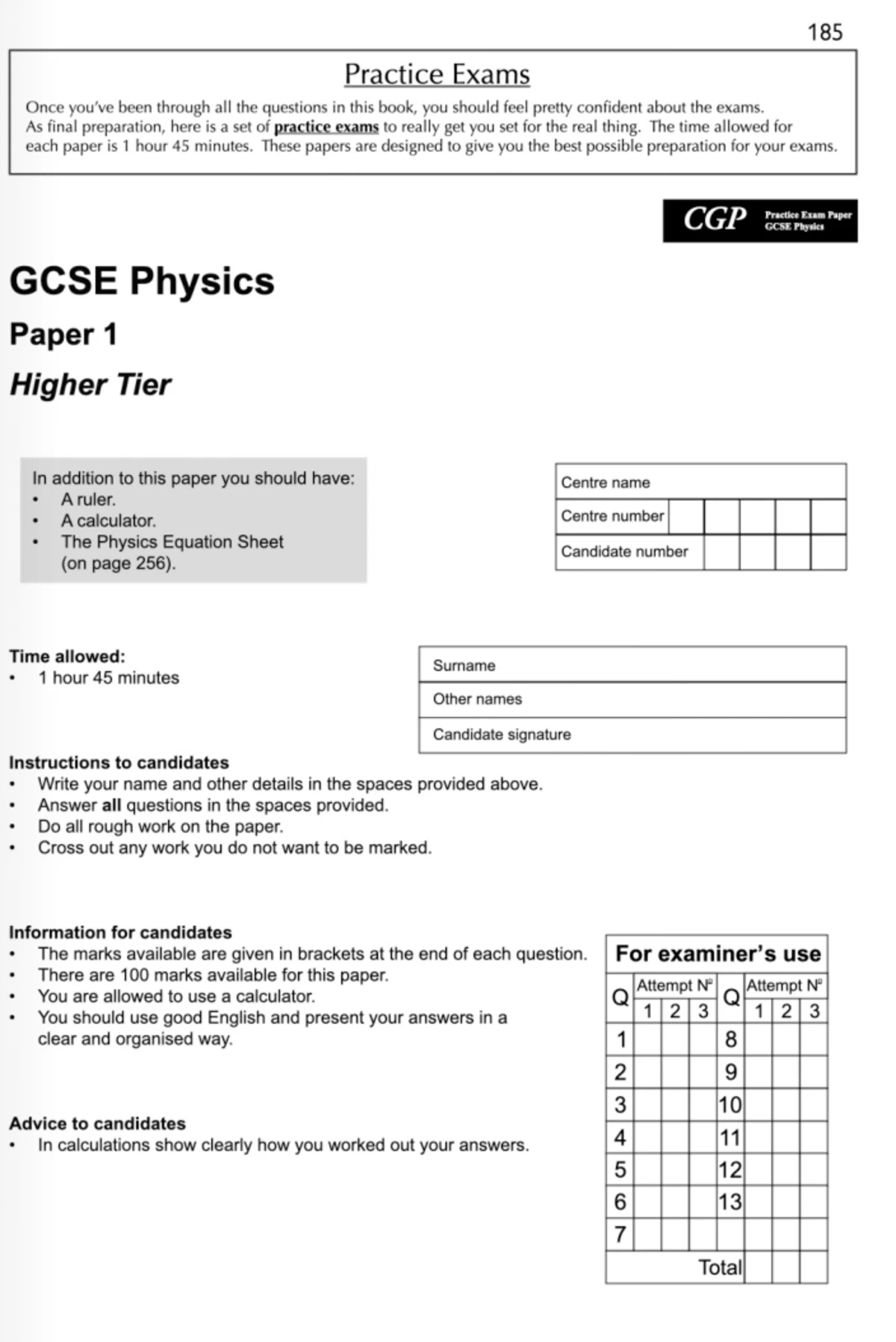 CGP Biology GCSE Practice Paper 1 - Final Exam Preparation Guide - Studocu
