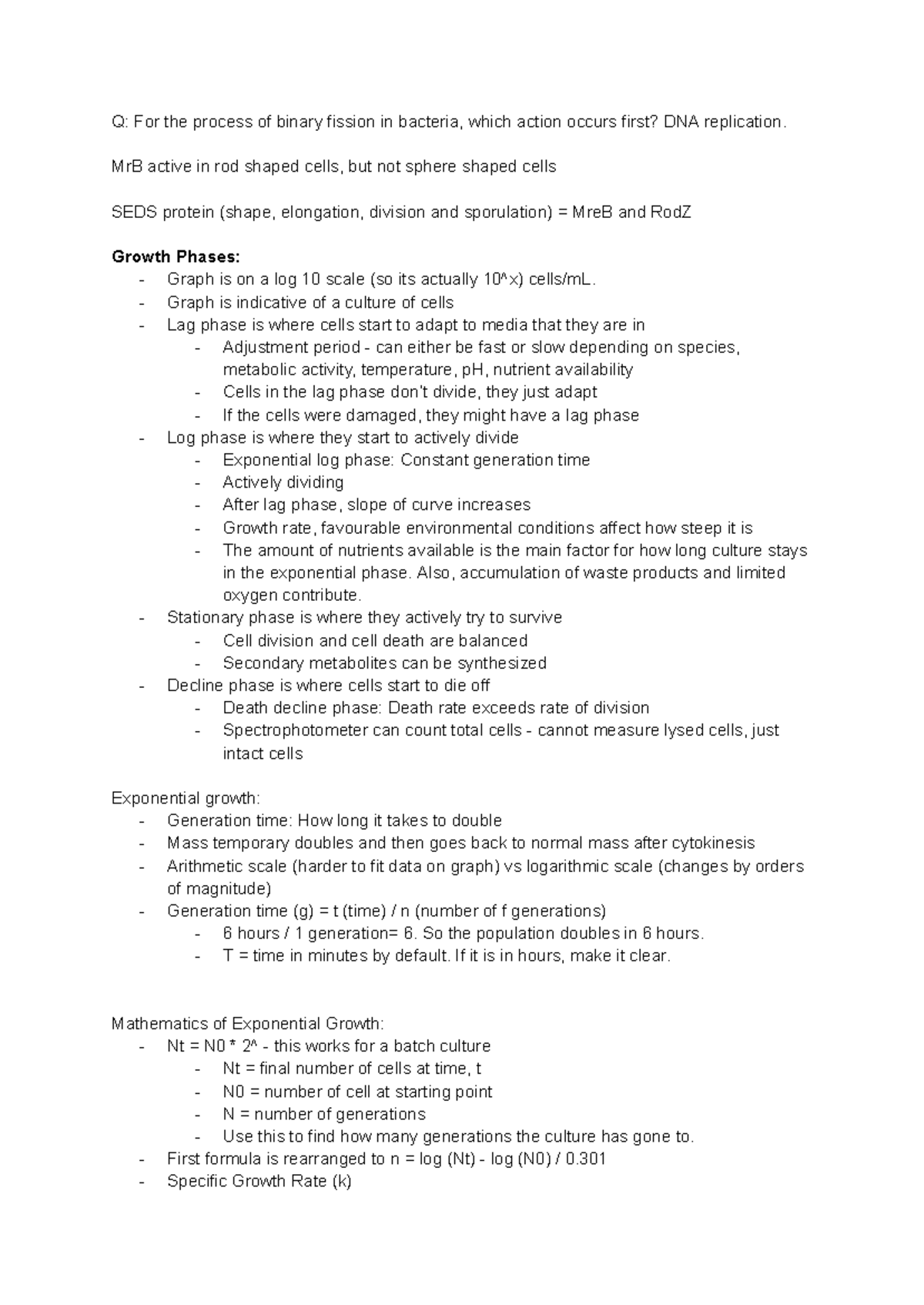 BIOL 3150 - Lecture 4: Understanding Bacterial Growth Phases - Studocu