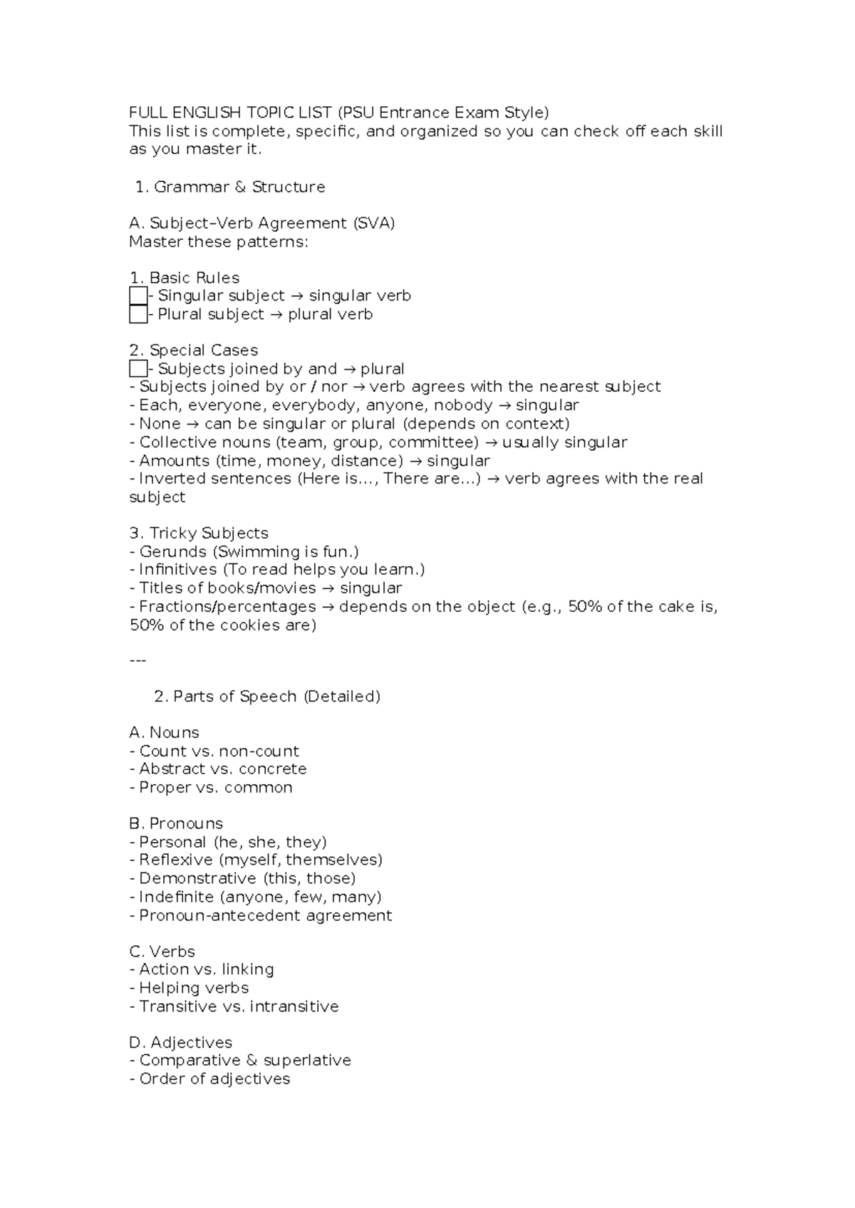PSU ENG - Comprehensive English Skills Review for Entrance Exams - Studocu