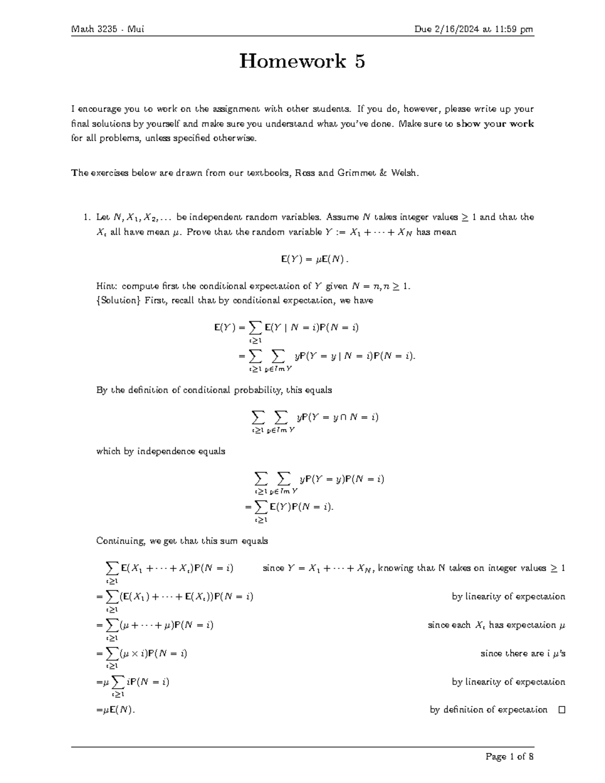 Math 3235 HW5: Probability Concepts and Solutions - Studocu