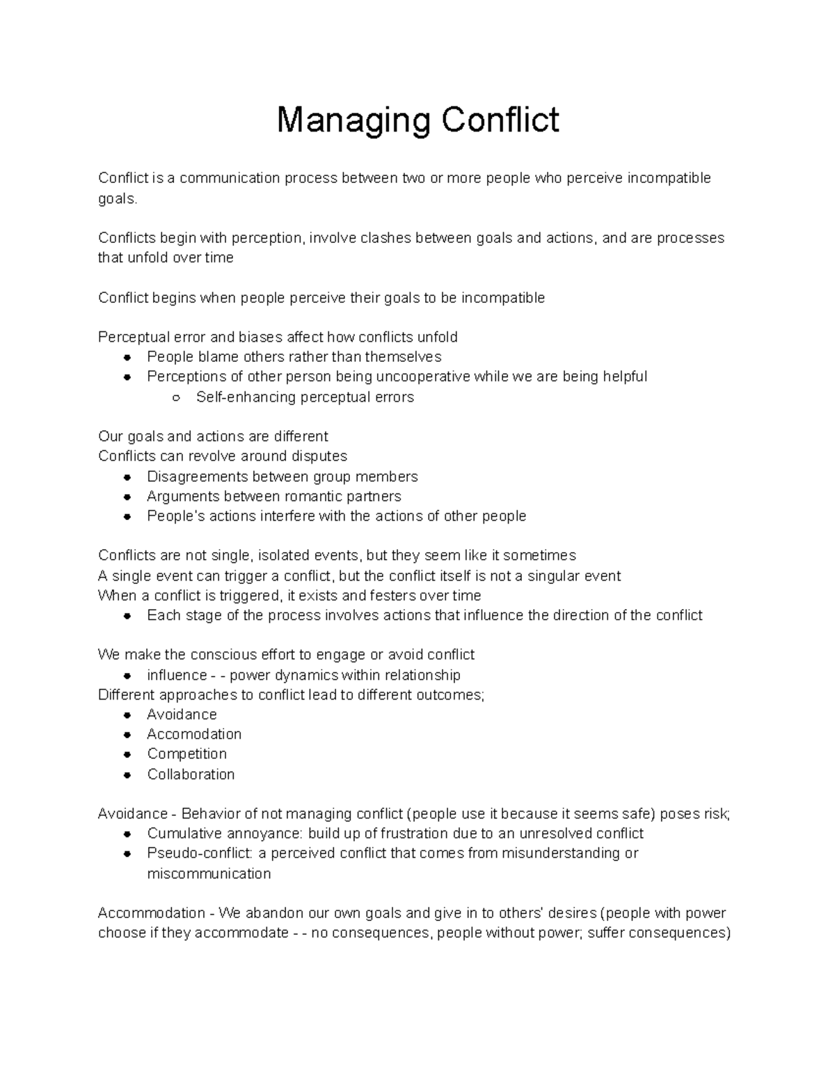 COM 100: Managing Conflict - Understanding Perception and Resolution ...