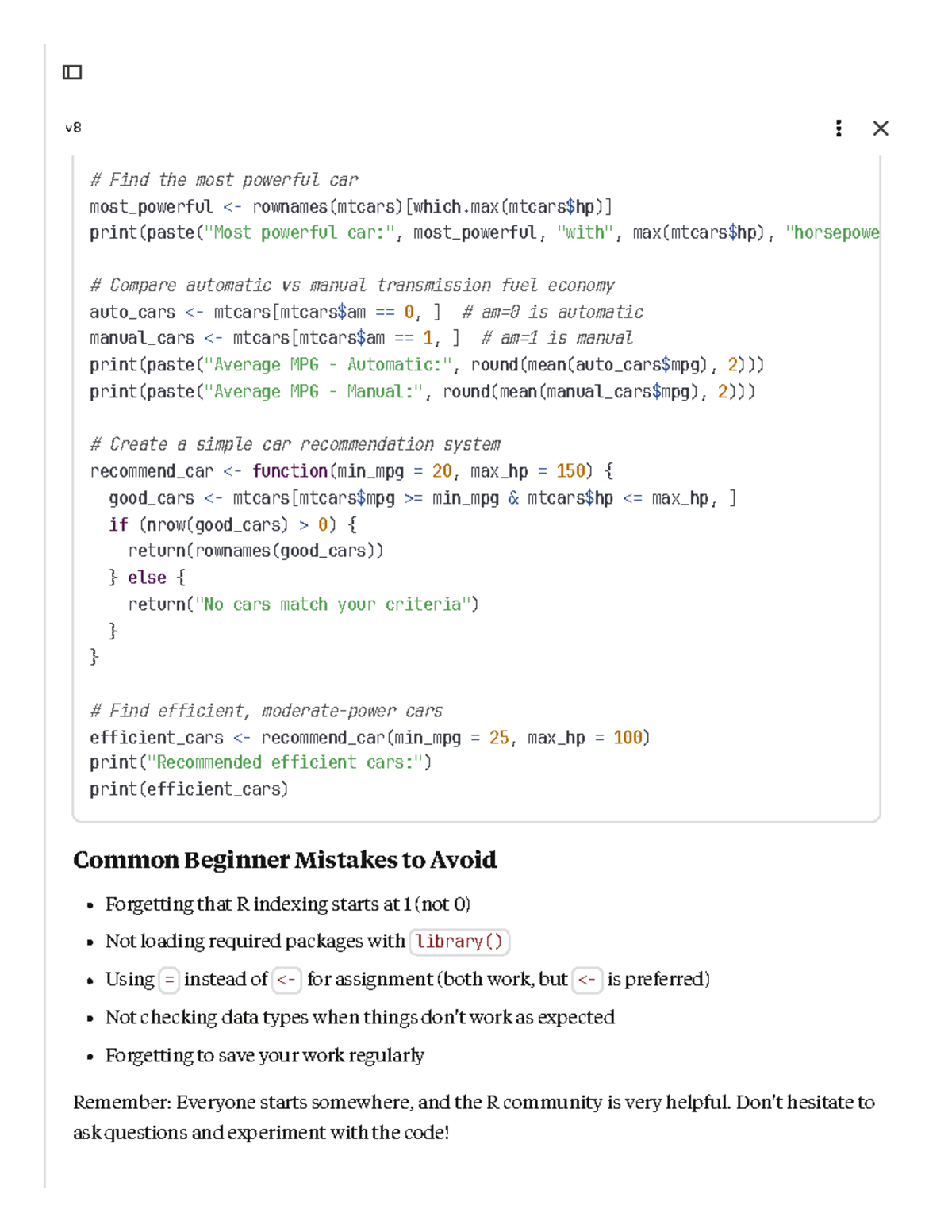 R Programming for Beginners: Exploring mpg and Car Efficiency - Studocu