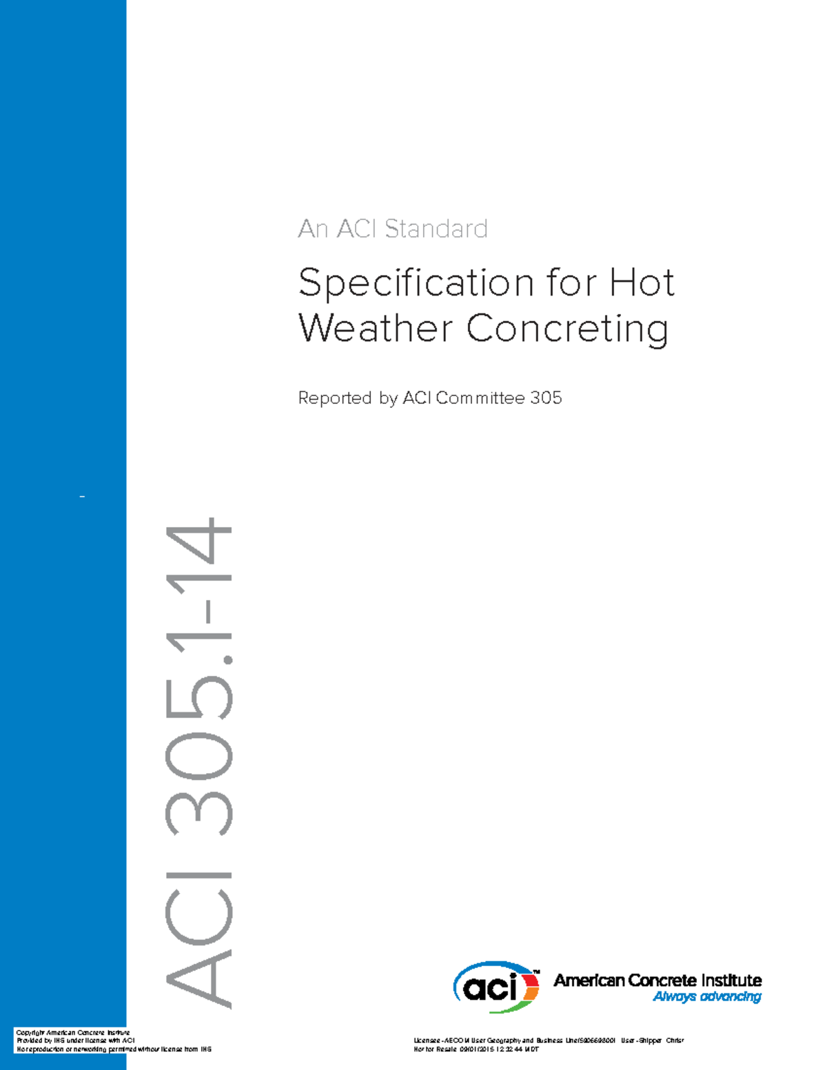 ACI 305.1 Specification for Hot Weather Concreting - Studocu