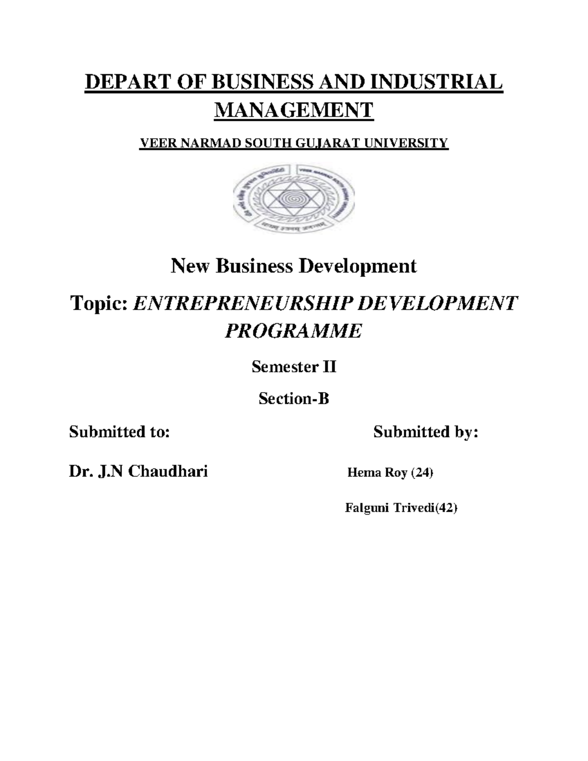 EDP 202: Entrepreneurship Development Programme - Semester II Overview ...