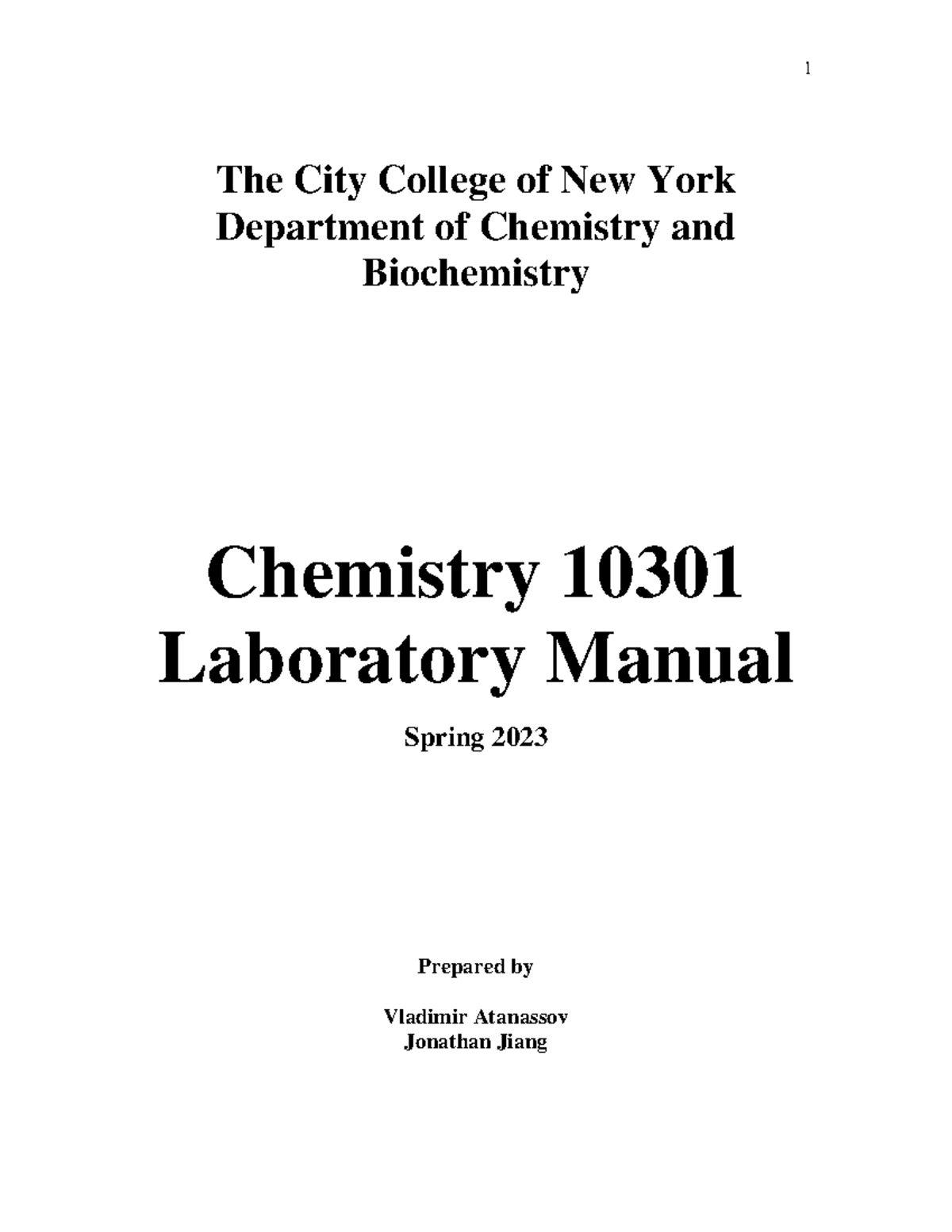 College Chemistry Lab Manual