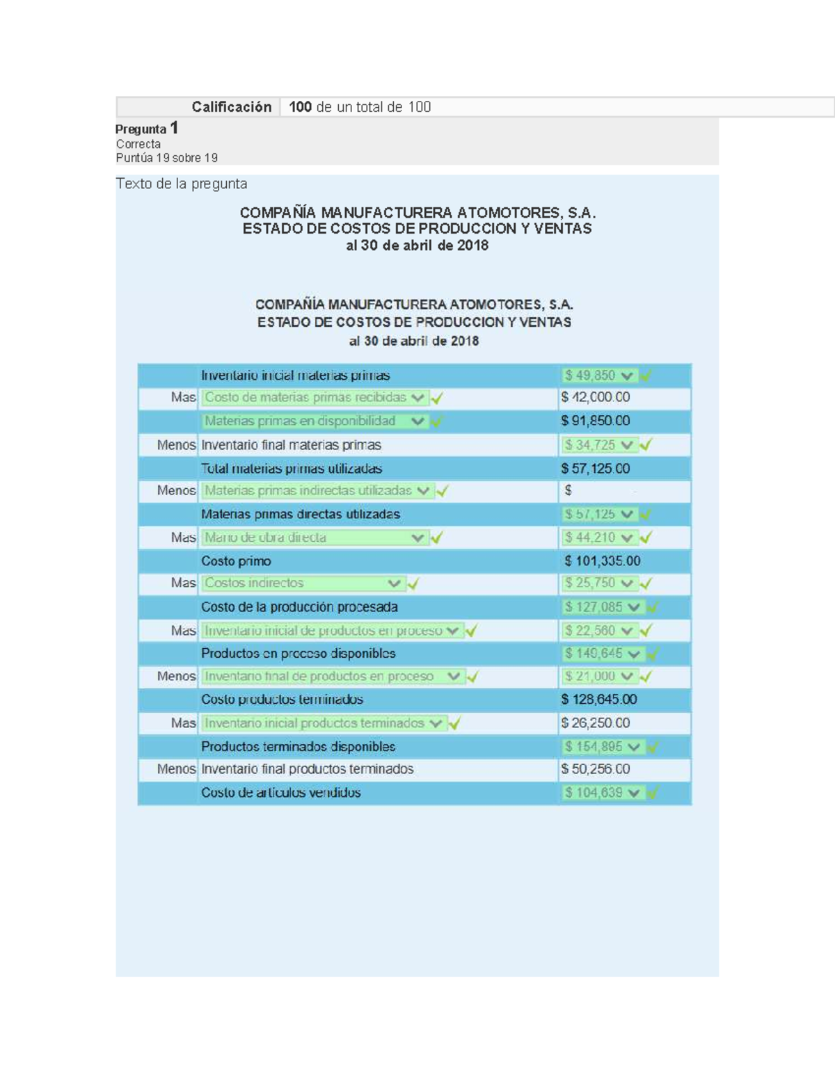 Elementos del Costo y Estructura del Reporte de Costos - 2018 - Studocu