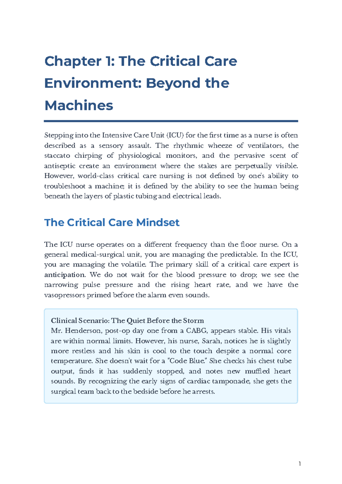 Chapter 1: Understanding the ICU Environment and Critical Care Nursing ...