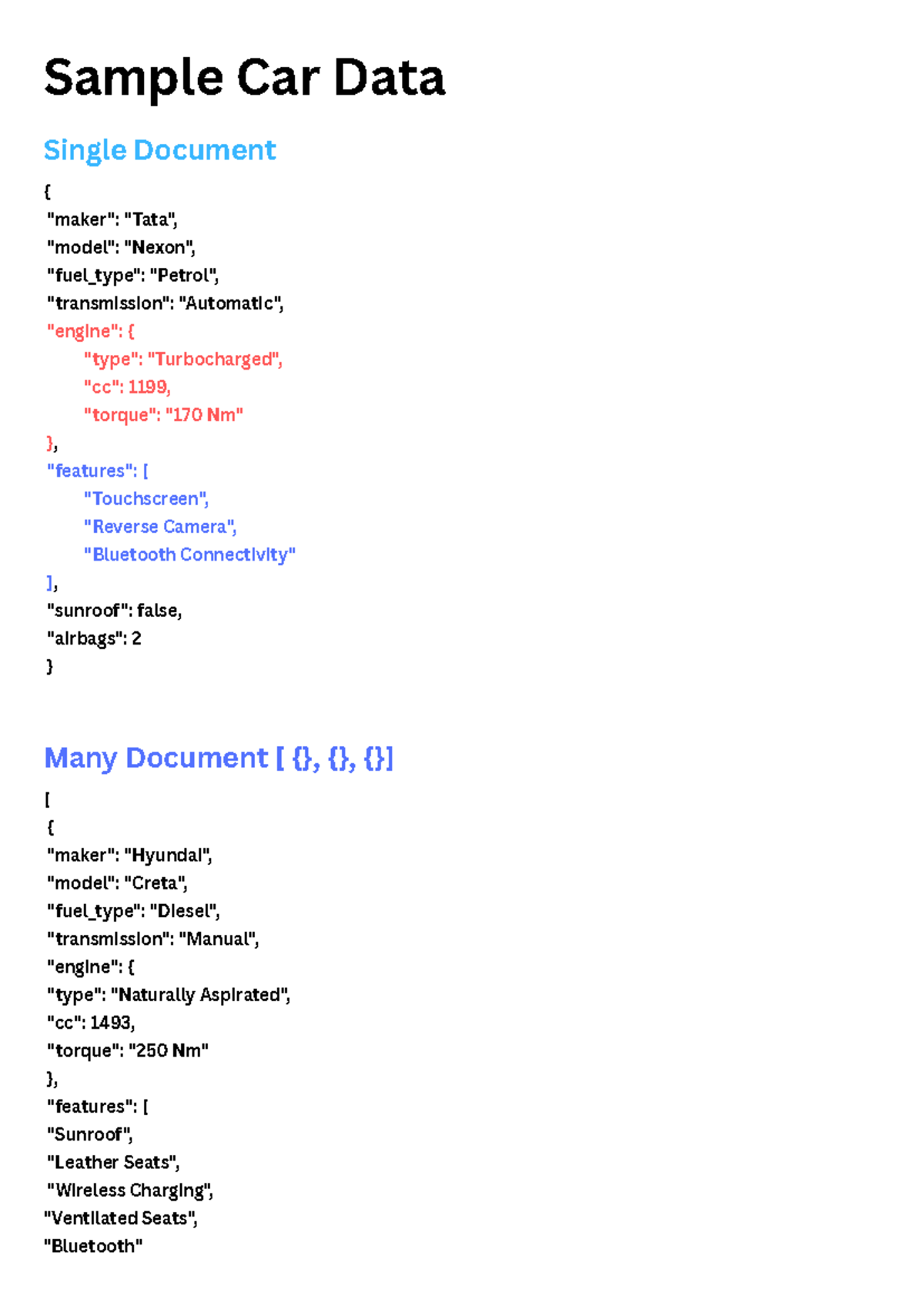Sample Car Data for MongoDB: Structure & Querying Insights - Studocu