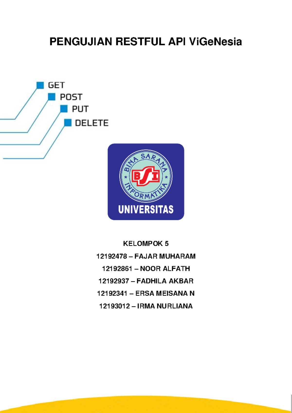 Pengujian RESTful API ViGeNesia - Tugas TWS Ersa M N - Studocu