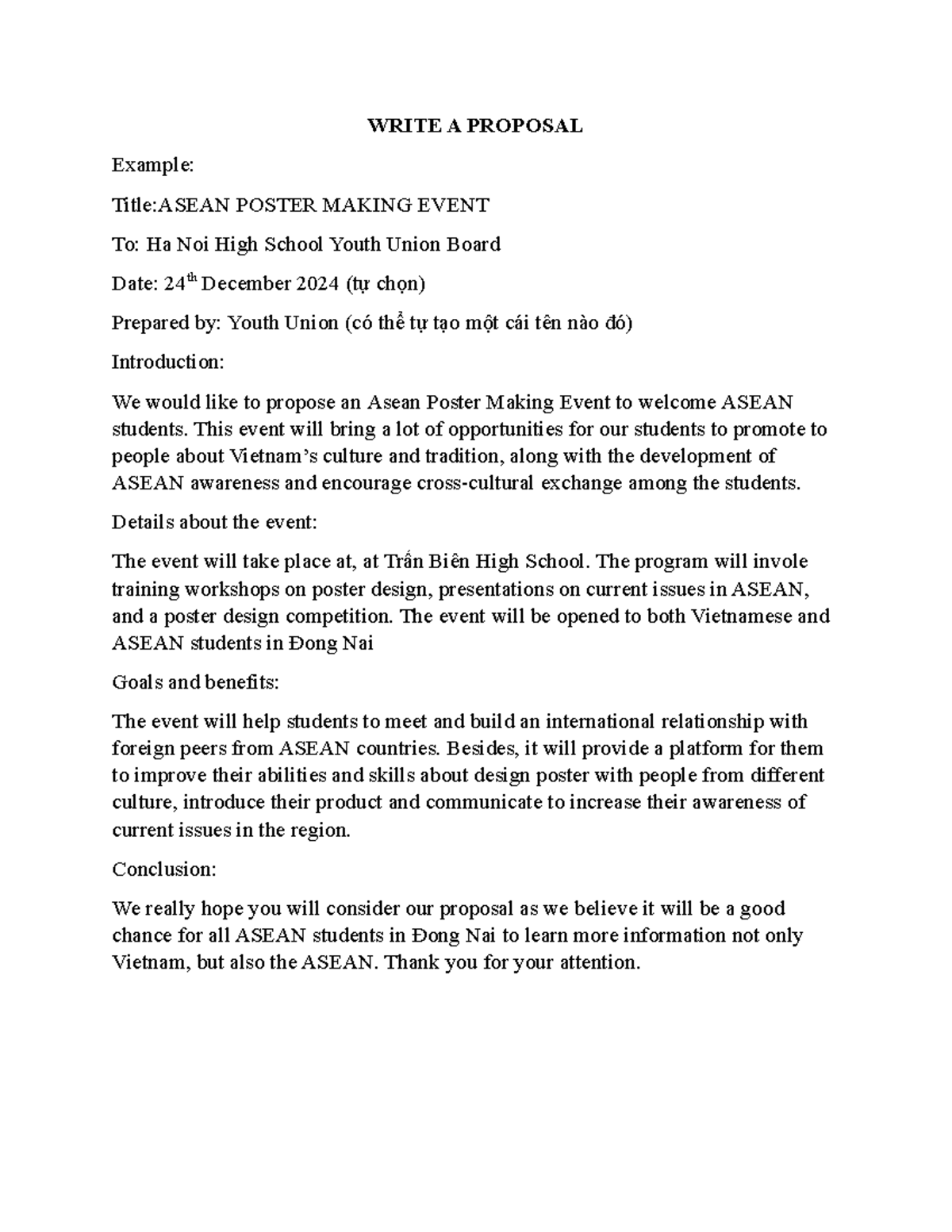 ASEAN Poster Making Event Proposal - Write-A-Proposal 2 - Studocu