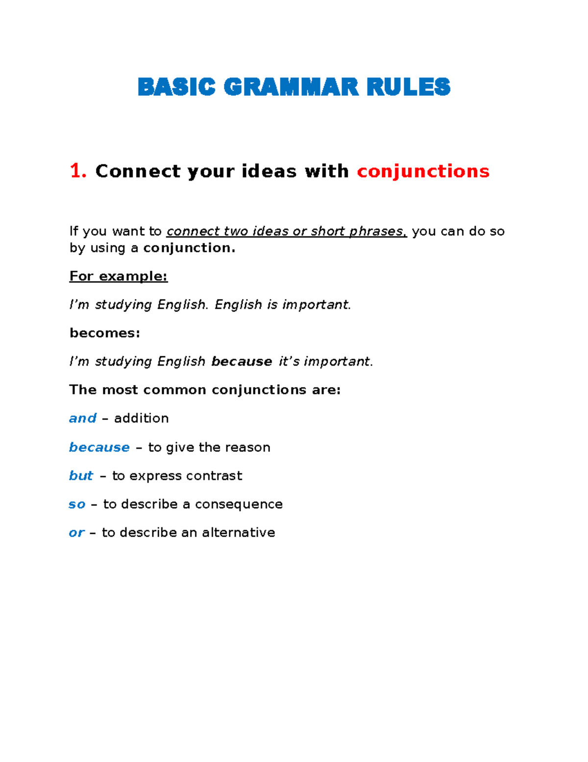 Basic Grammar Rules - easy to follow steps - BASIC GRAMMAR RULES 1 ...