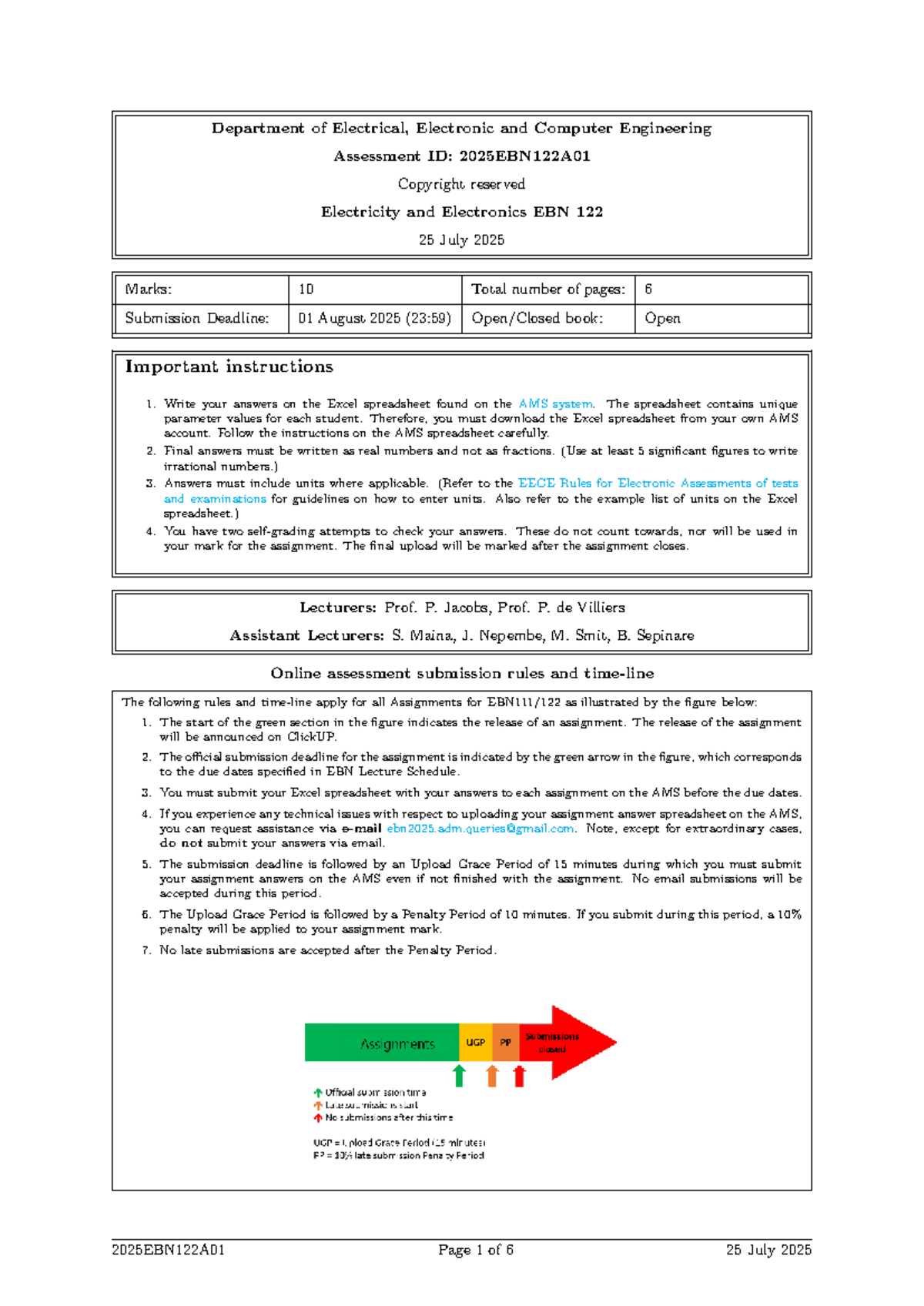 2025EBN122A01 - Electricity and Electronics Assignment Guidelines - Studocu