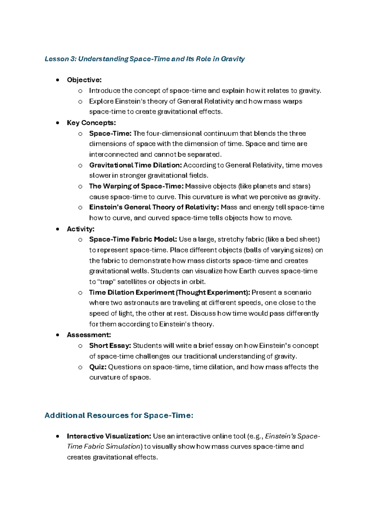 Lesson 3: Understanding Gravity & General Relativity Concepts - Studocu