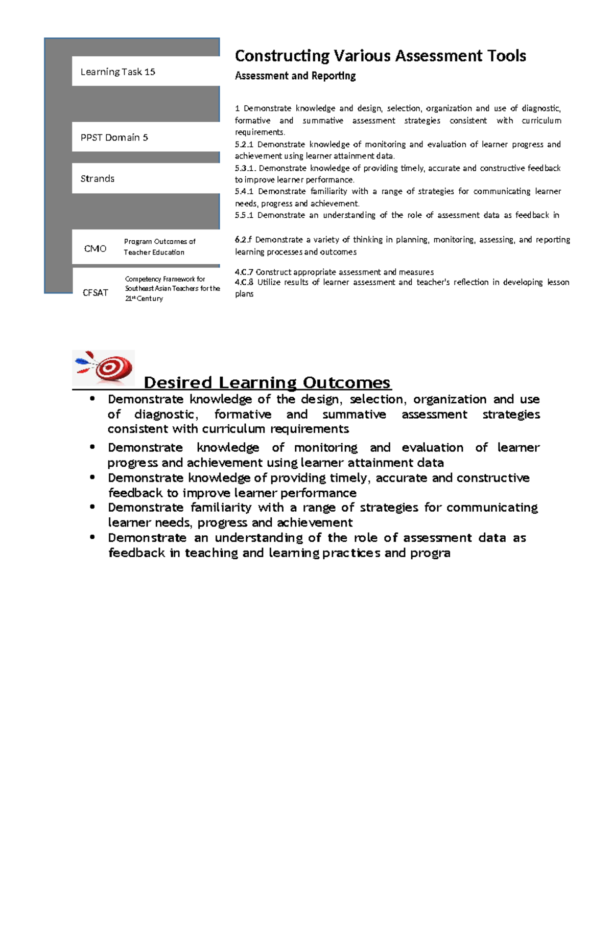 Assessment Tool Design Strategies for Effective Teaching - CMO - Studocu