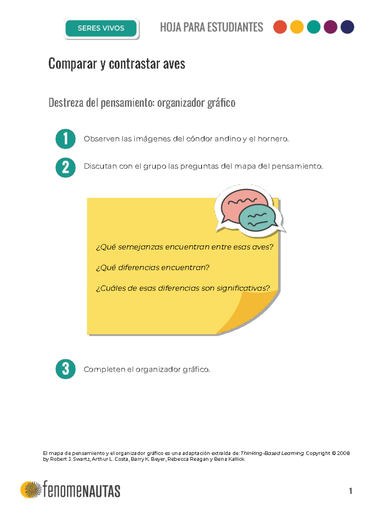 Comparar y contrastar aves - 1 Comparar y contrastar aves Destreza del ...